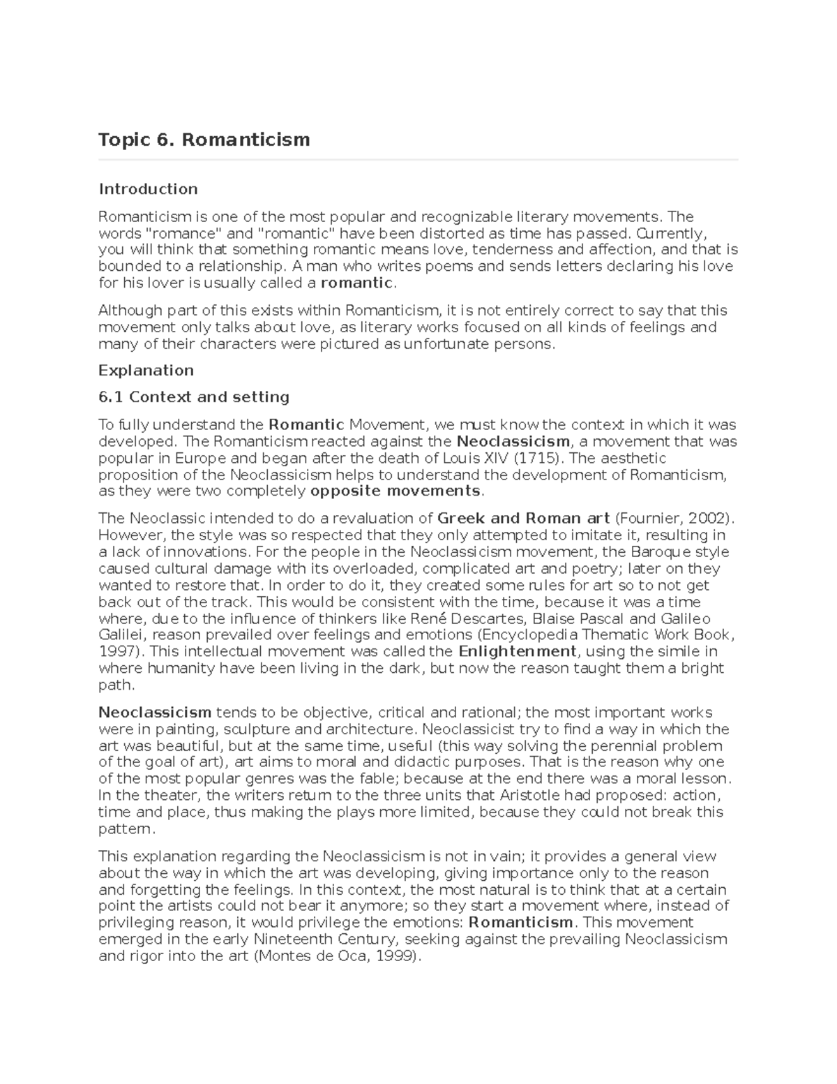 Guia 2 - guia - Topic 6. Romanticism Introduction Romanticism is one of ...