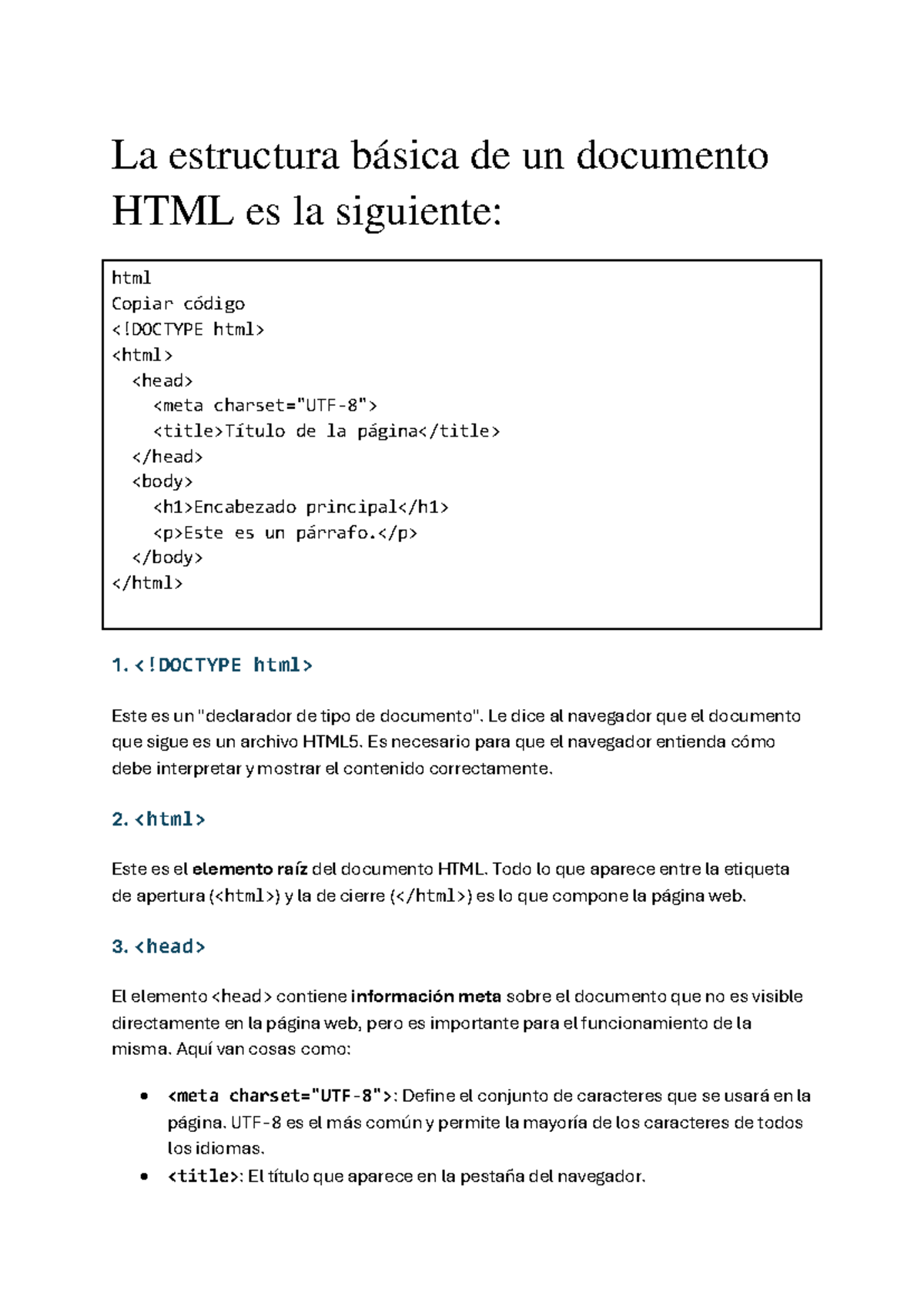 La estructura básica de un documento HTML - 1.