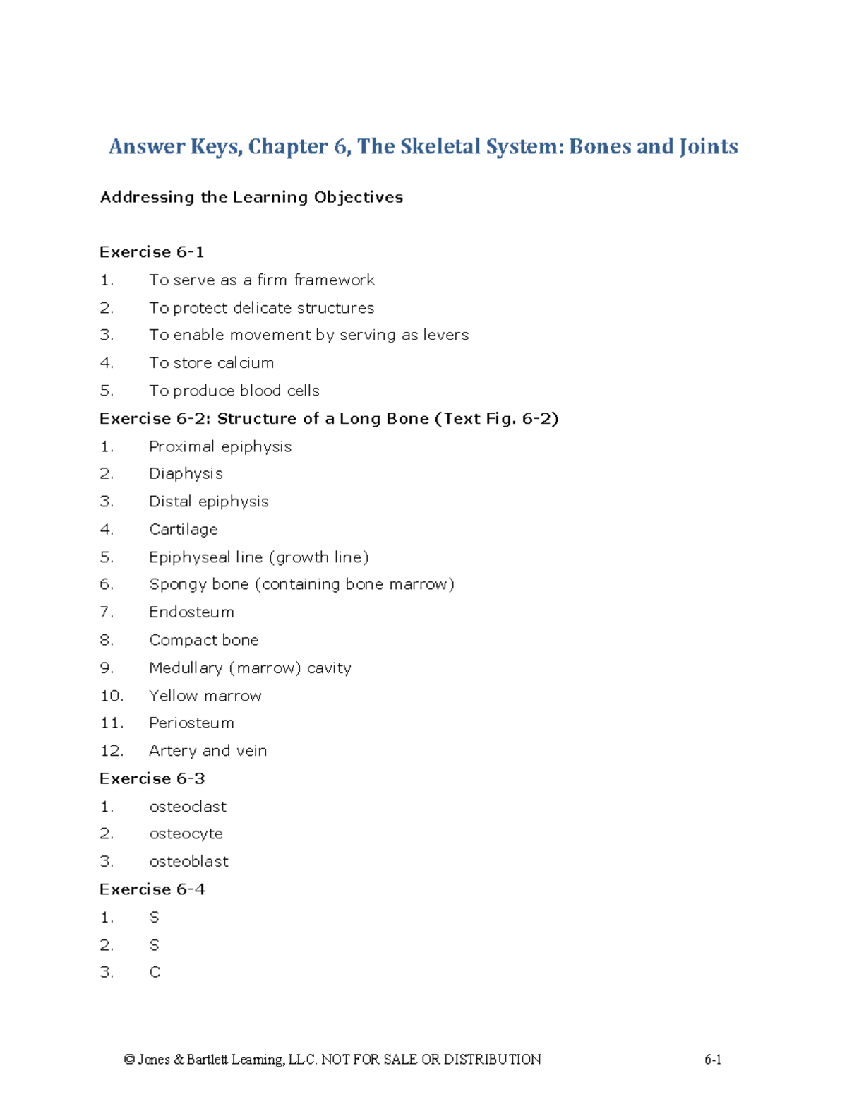 9781284240559 ANSK CH06 - Answer Keys, Chapter 6, The Skeletal System: Bones and Joints ...
