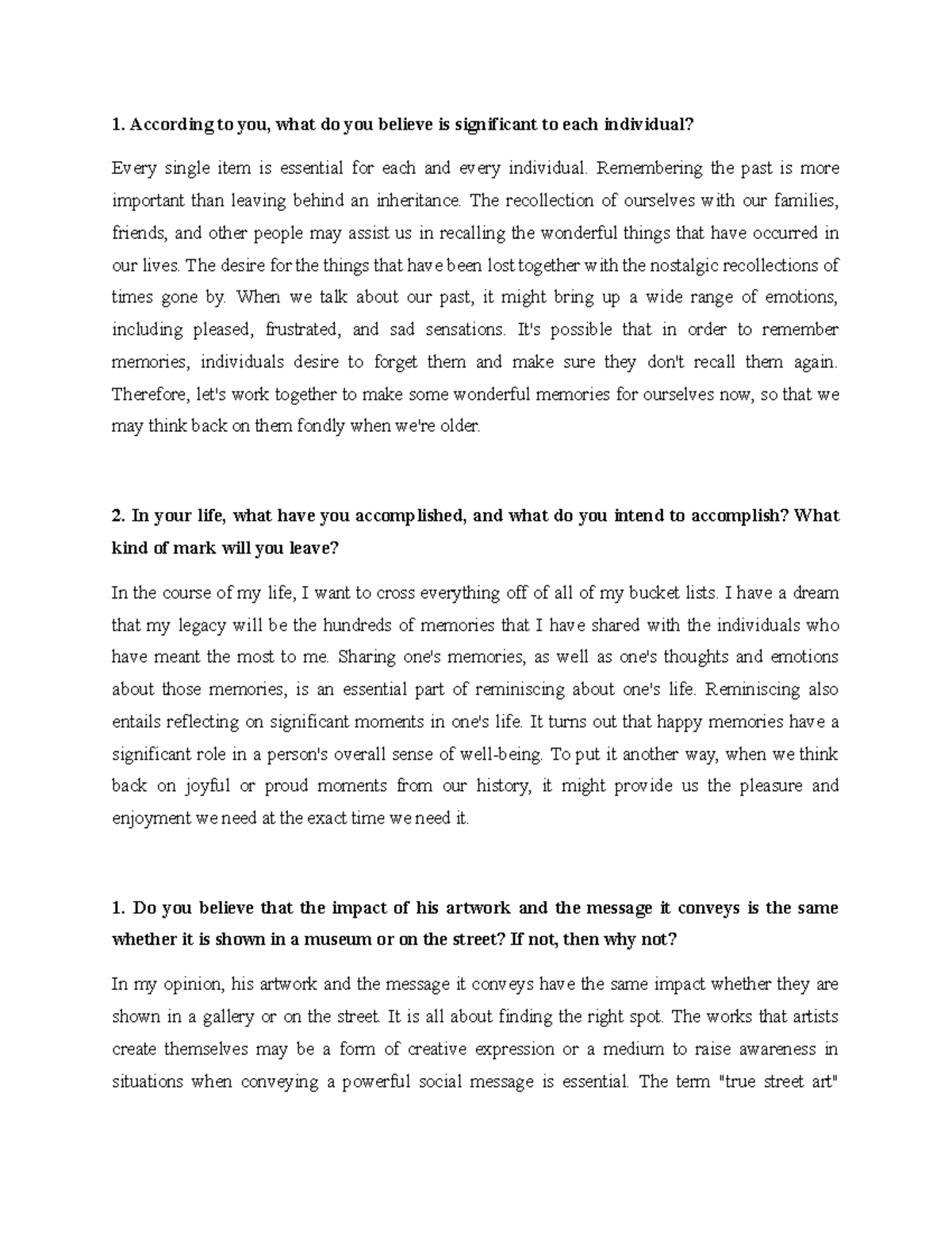 Tutorial Work 2 - example of discussion. - 1. According to you, what do ...