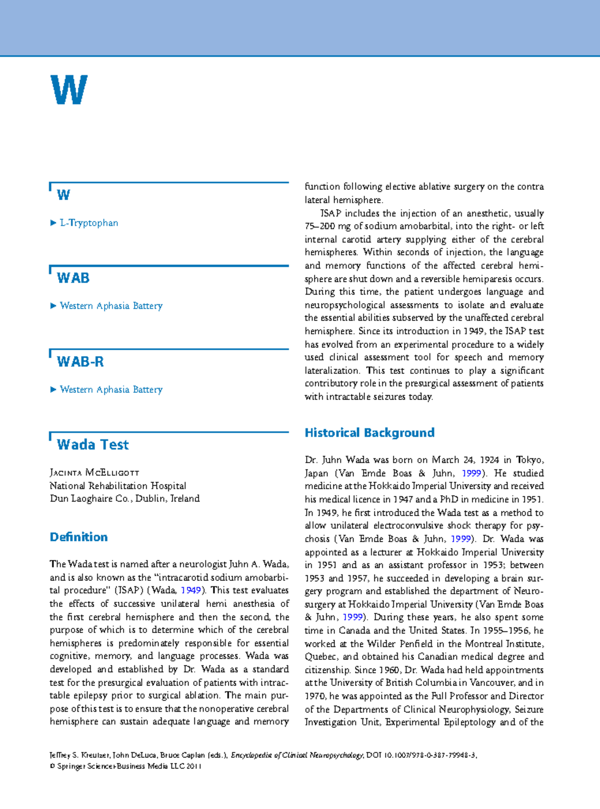 Saklofske 2011 - svfsgfsg - W W L-Tryptophan WAB Western Aphasia ...