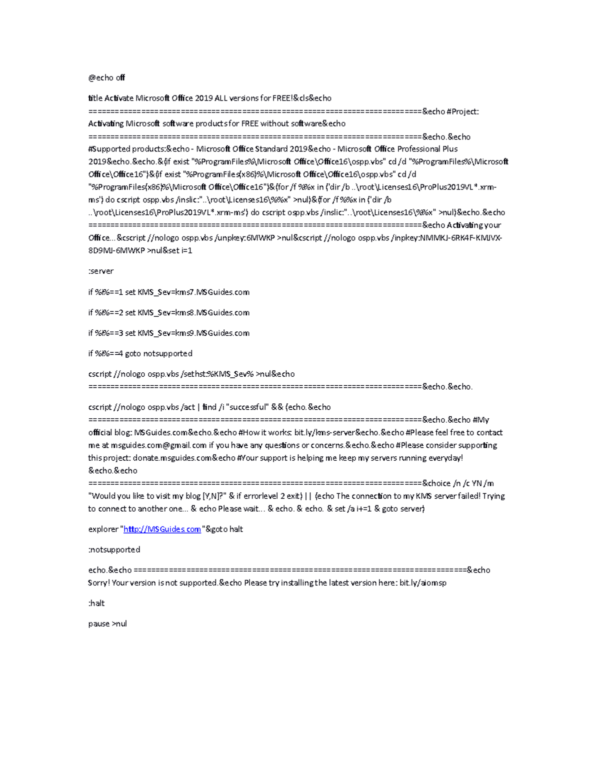 Activation - @echo of title Activate Microsoft Office 2019 ALL versions for FREE!&cls&echo - Studocu