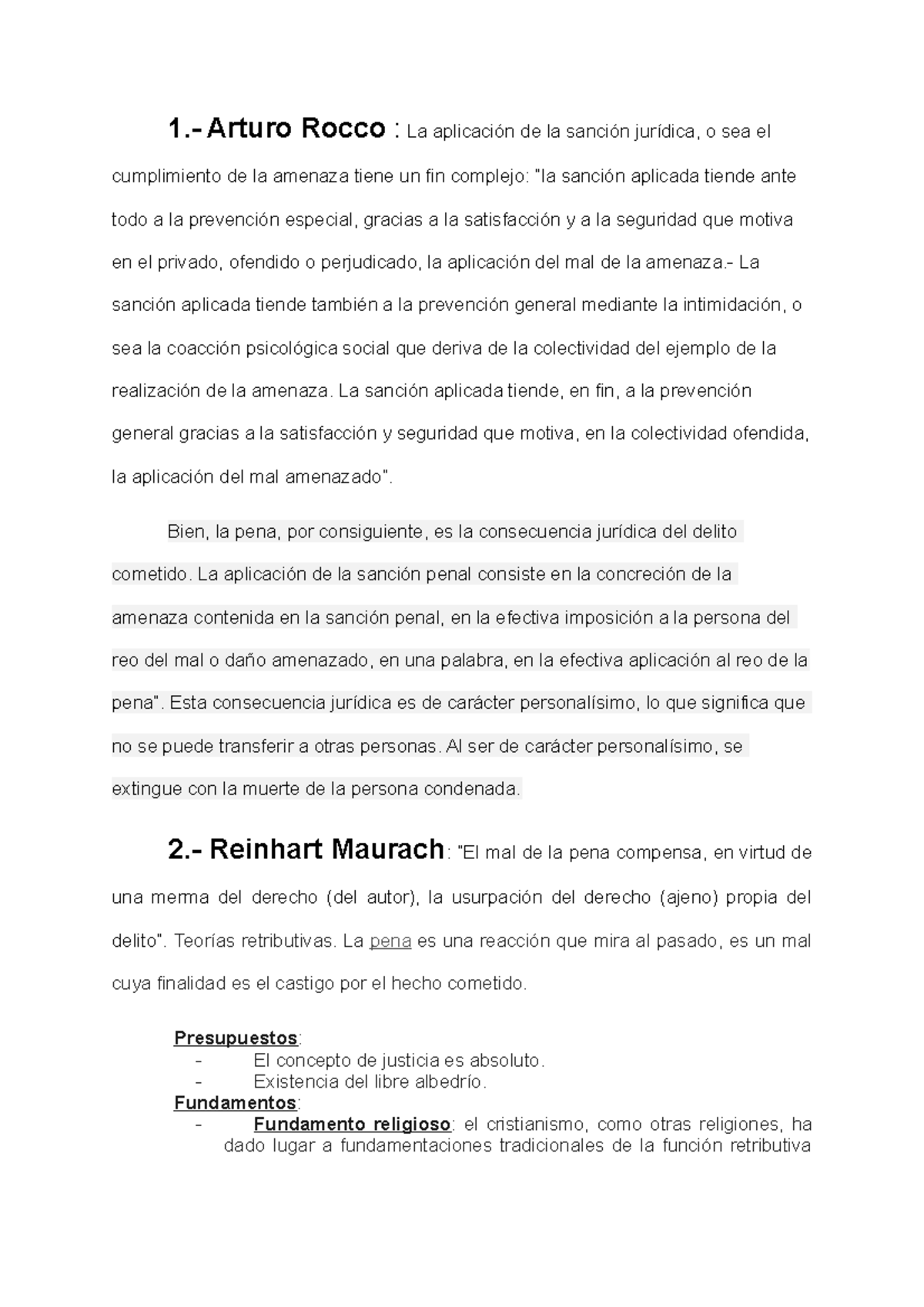 Trajao derecho penal - 1.- Arturo Rocco : La aplicación de la sanción ...