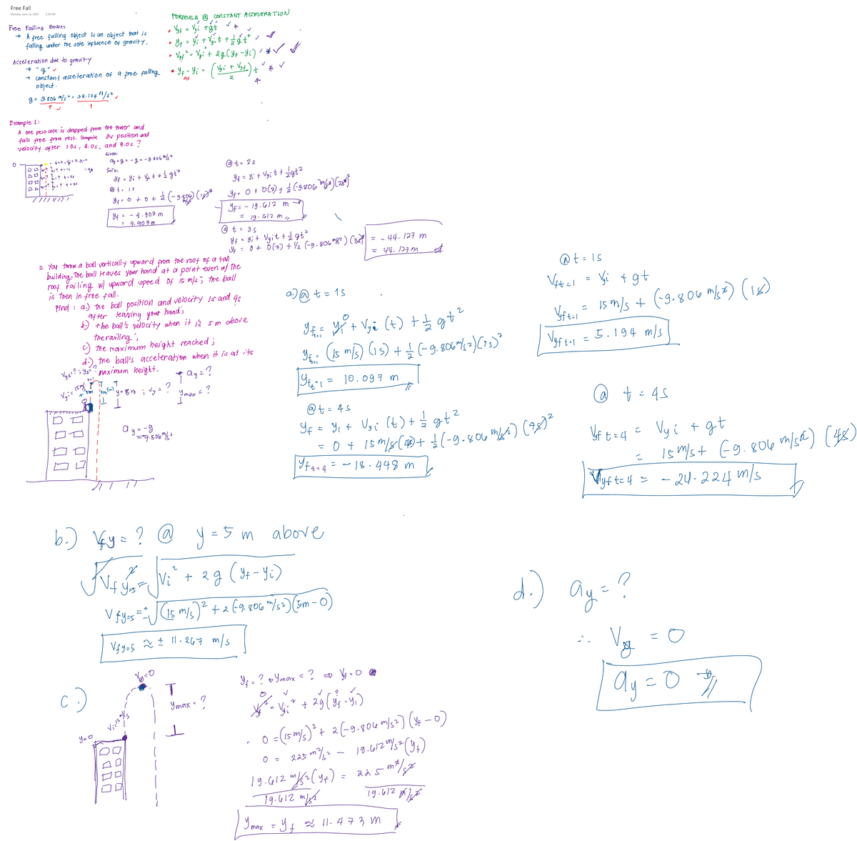 Free-Fall - MAAM DONAYRE LEC. NOTES - Bachelor of Science in Civil ...