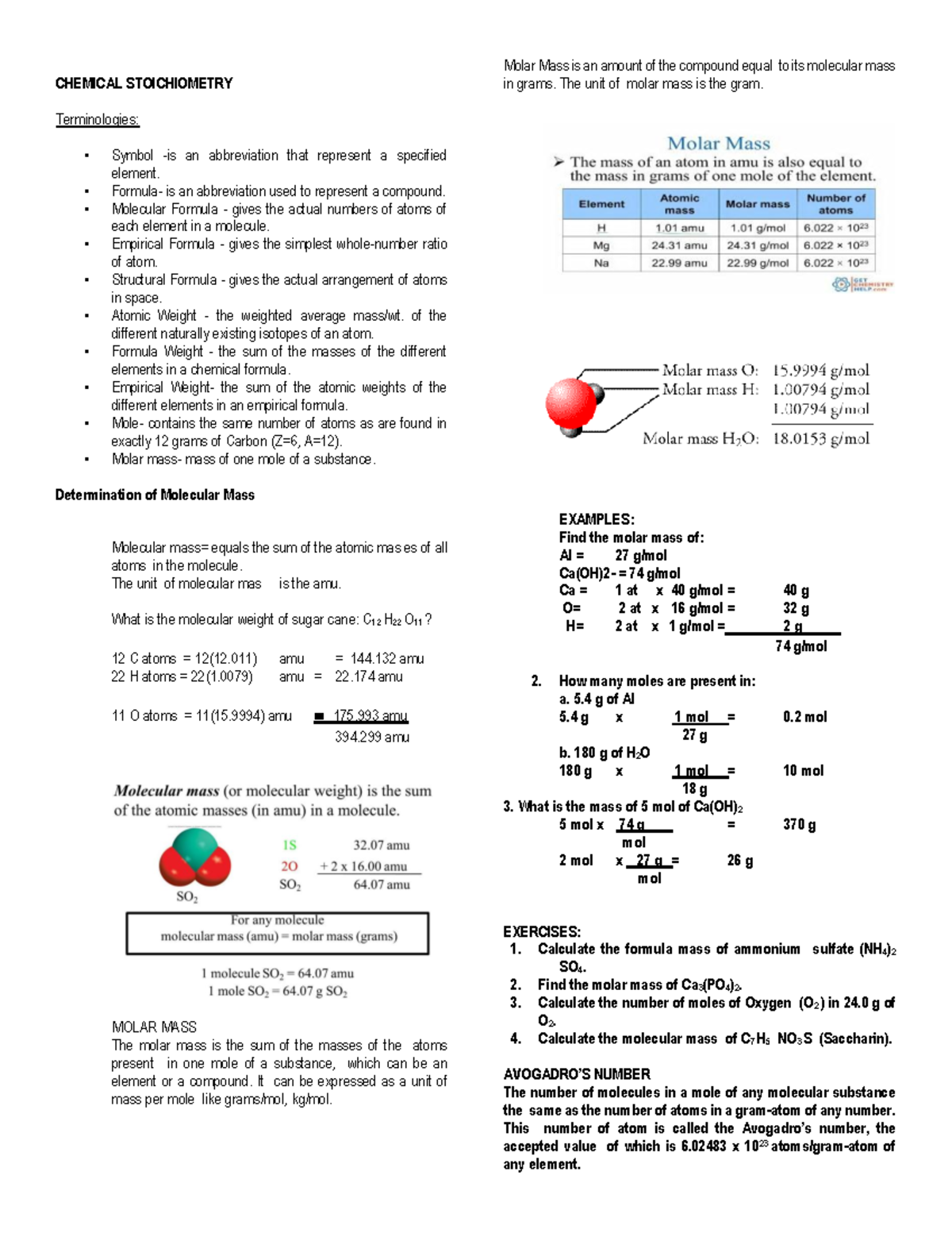 Chemical Stoichiometry - CHEMICAL STOICHIOMETRY Terminologies: Symbol ...