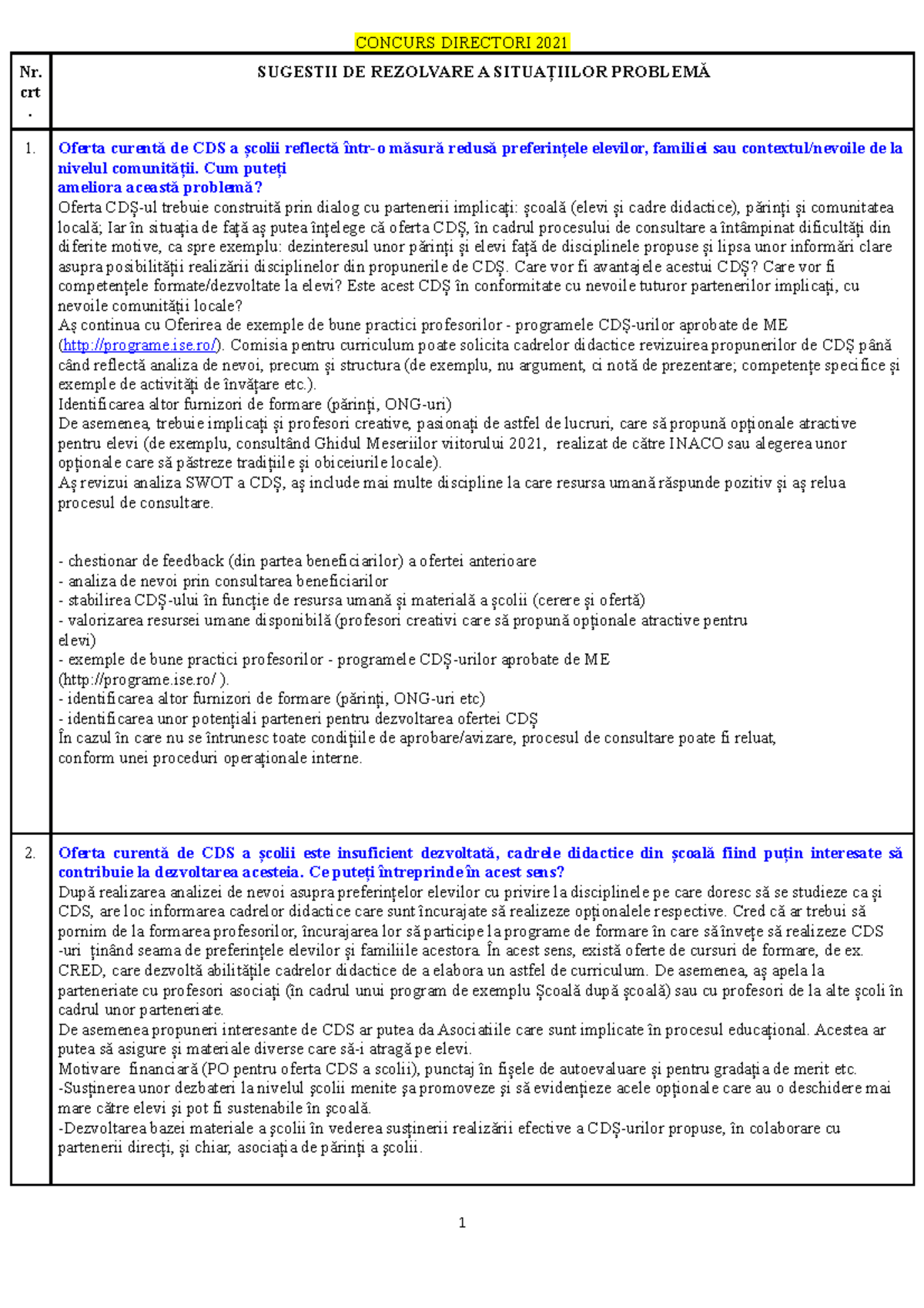 Situatii problema concurs directori anul scolar 2121-2022 - CONCURS ...