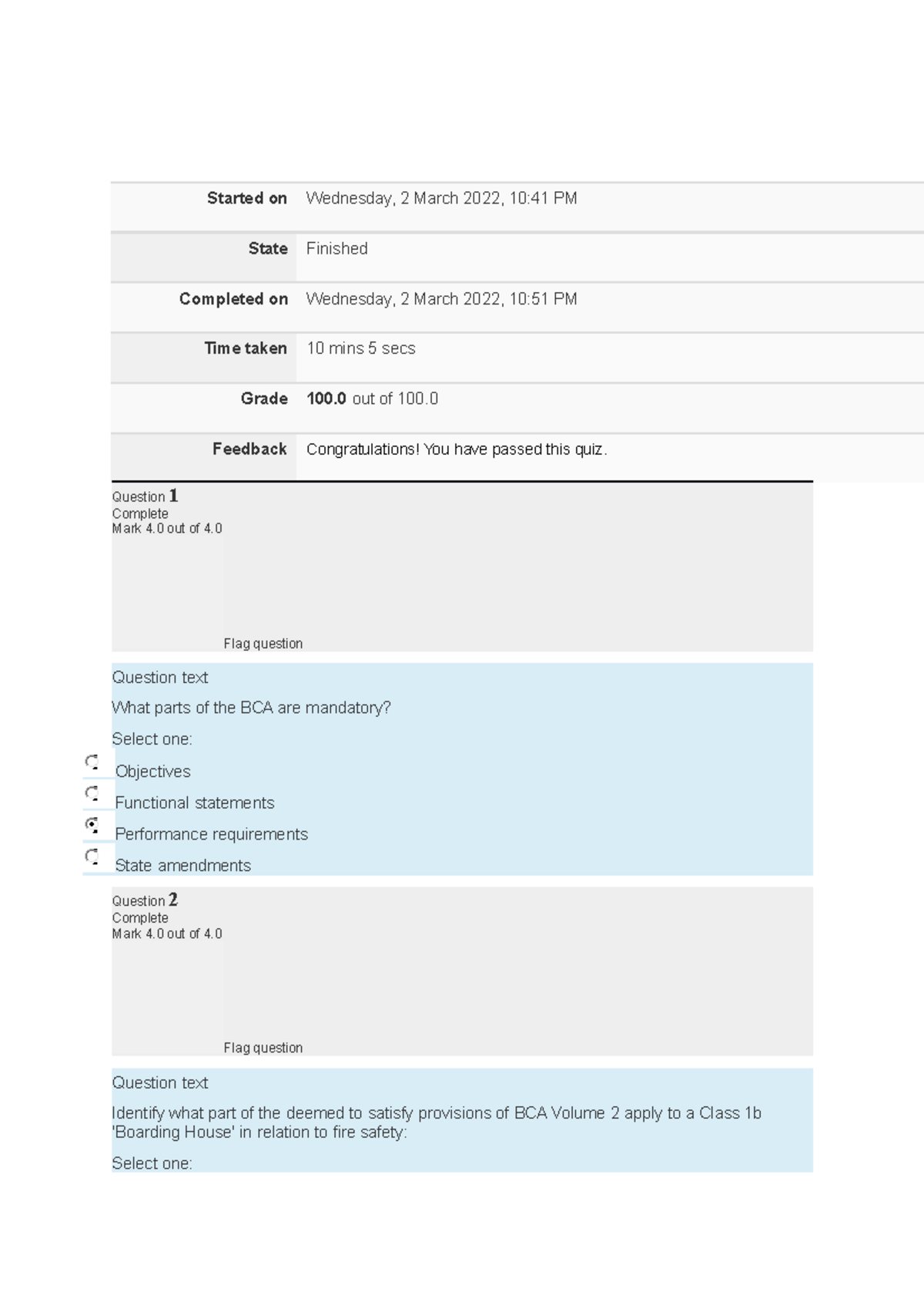 Quiz 1 Atte 2nd Apply building codes and standards to the construction ...