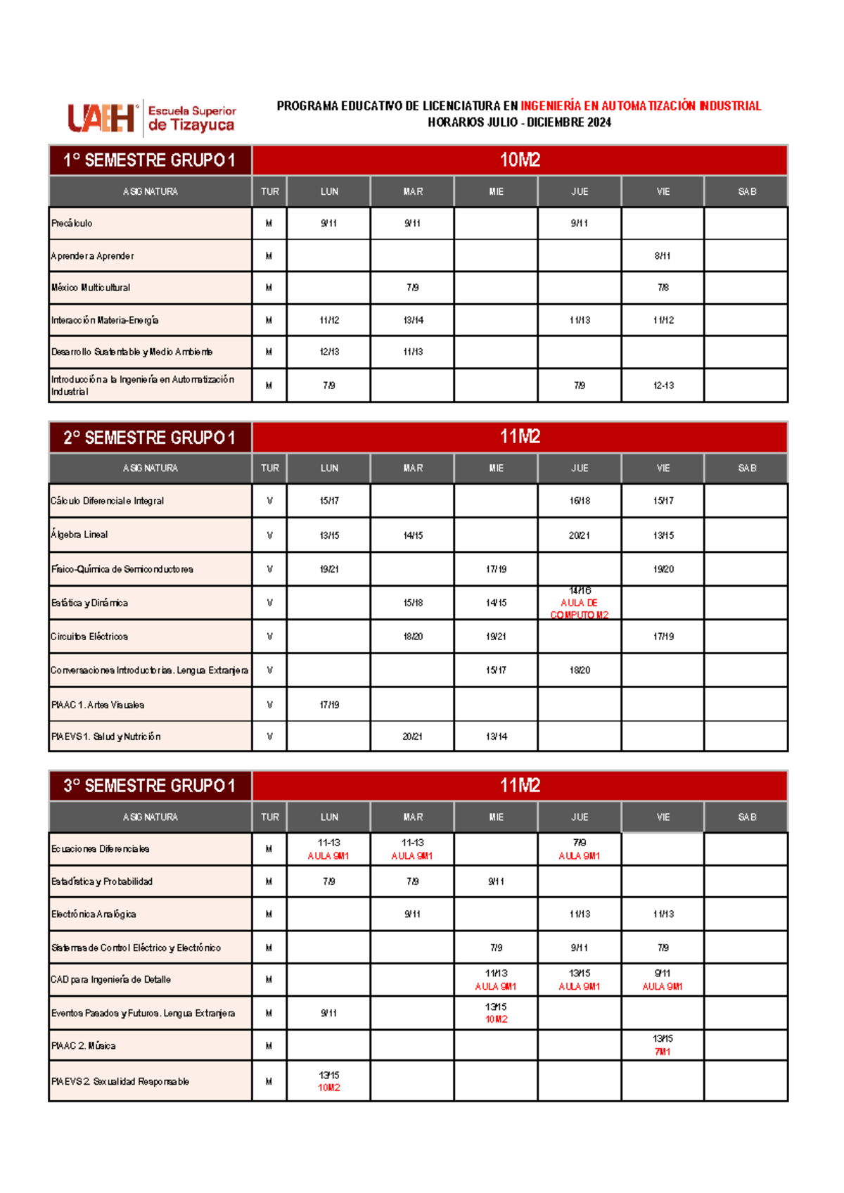 IAI Horarios J-D 2024 - Jdkdkd - ASIGNATURA TUR LUN MAR MIE JUE VIE SAB ...