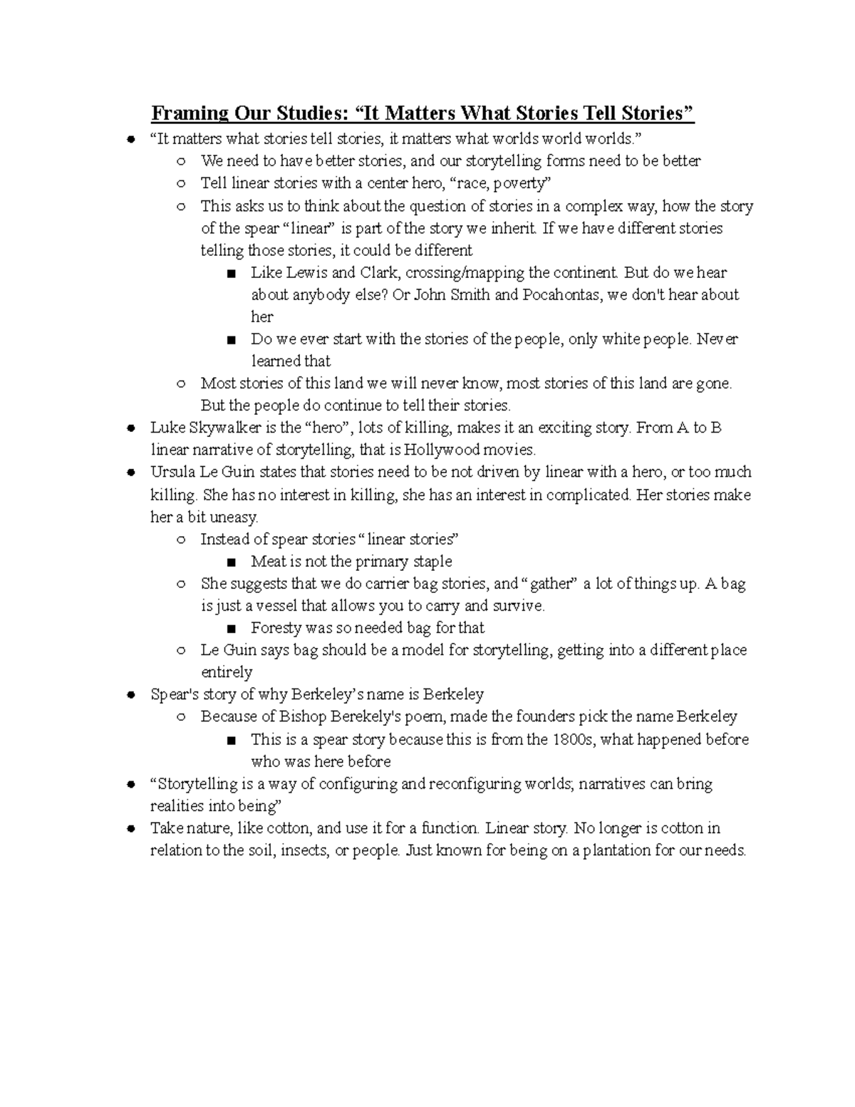 GWS100AC Lecture Two - Framing Our Studies: “It Matters What Stories ...