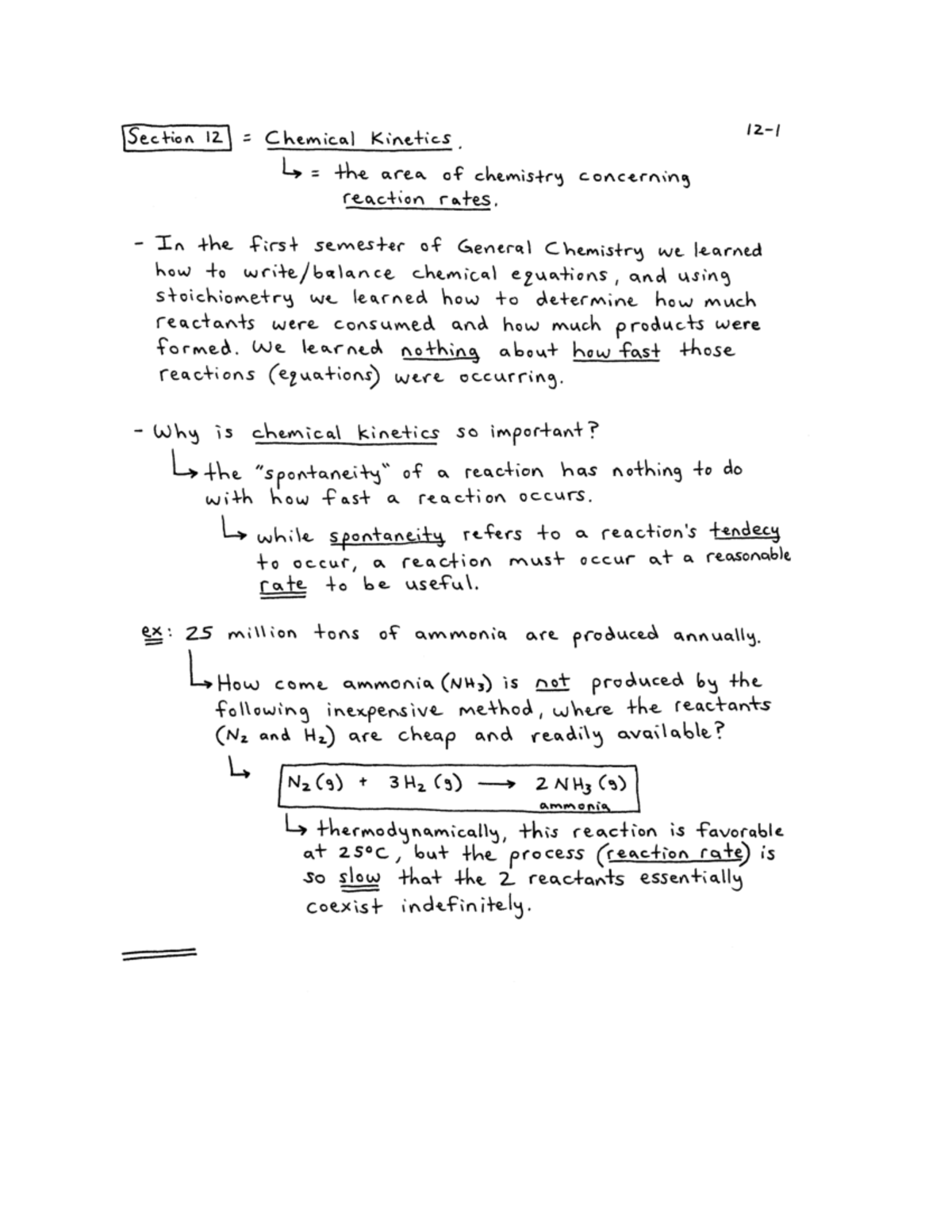 Chemistry notes - Section 12 Chemical Kinetics the area of chemistry ...