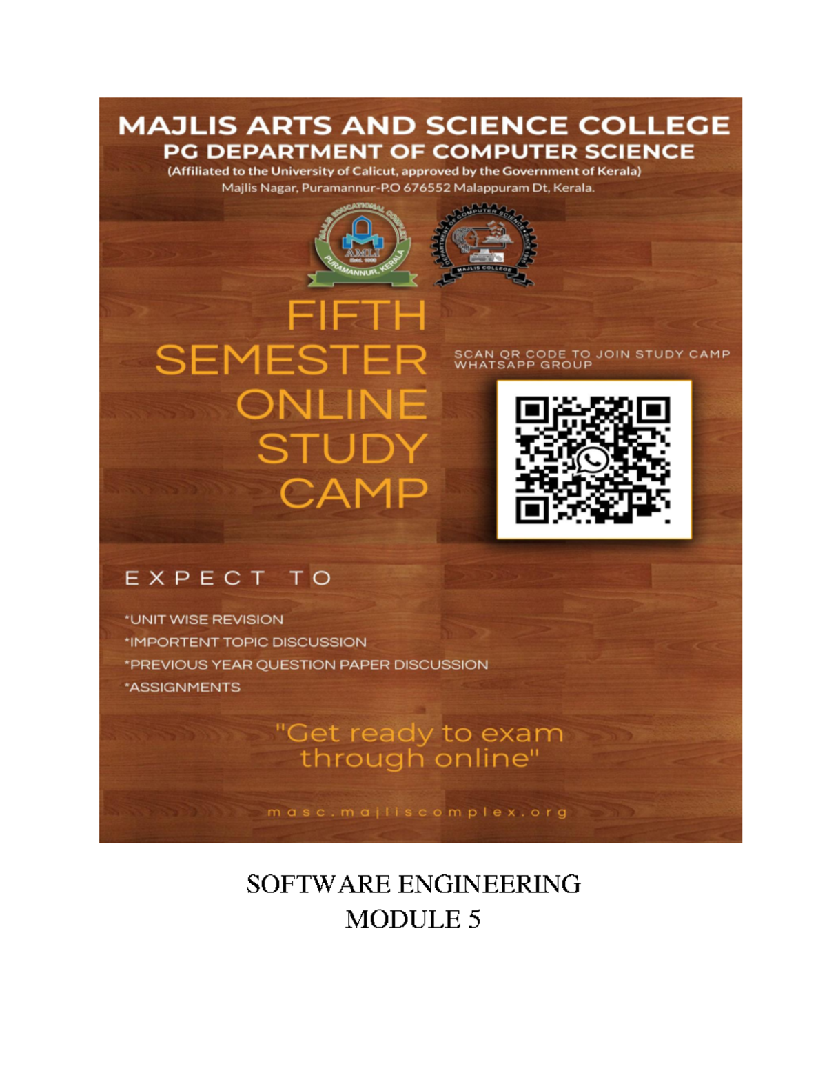 SE Module 5 - SOFTWARE ENGINEERING MODULE 5 _________ test is conducted ...