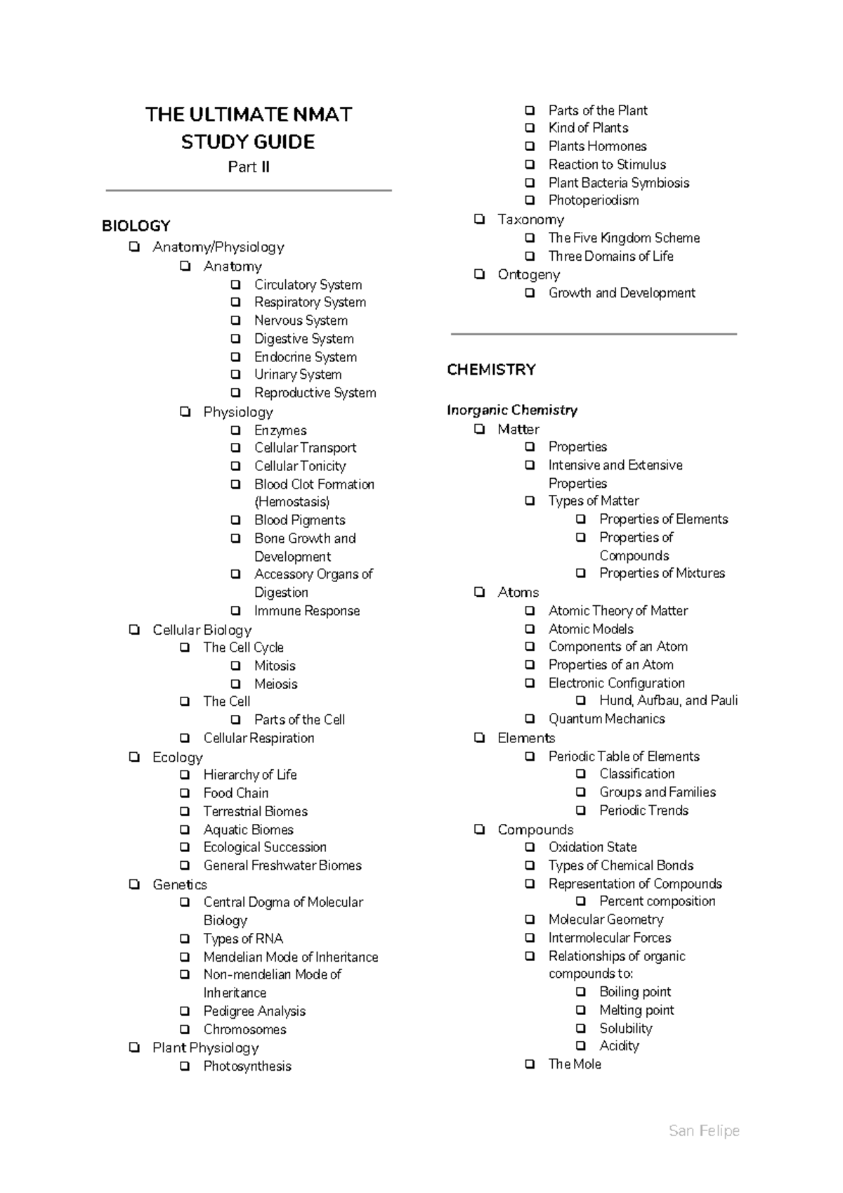 NMAT Checklist - NANANANA - THE ULTIMATE NMAT STUDY GUIDE Part II ...