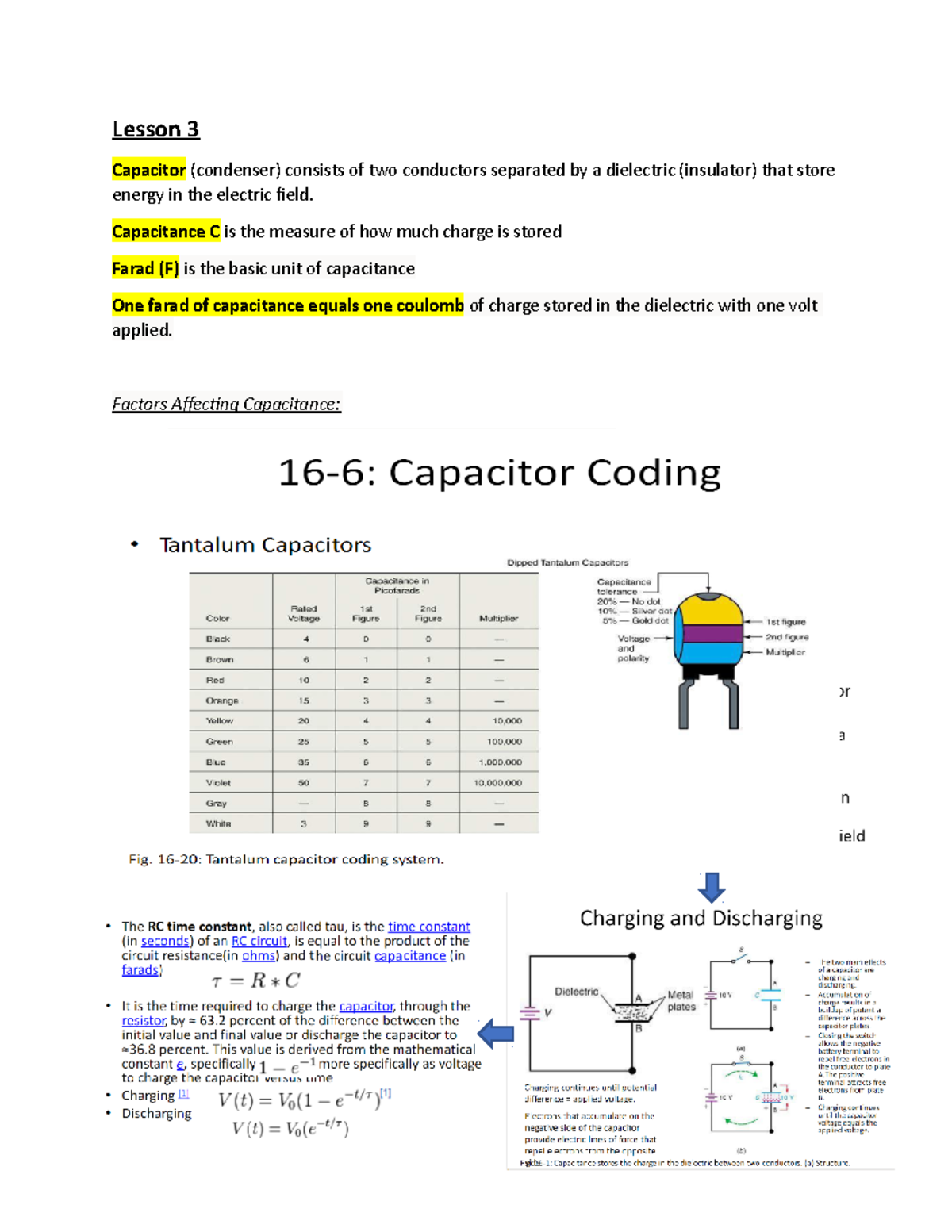 Lesson 3 capacitors reviewer and notes - Lesson 3 Capacitor (condenser ...
