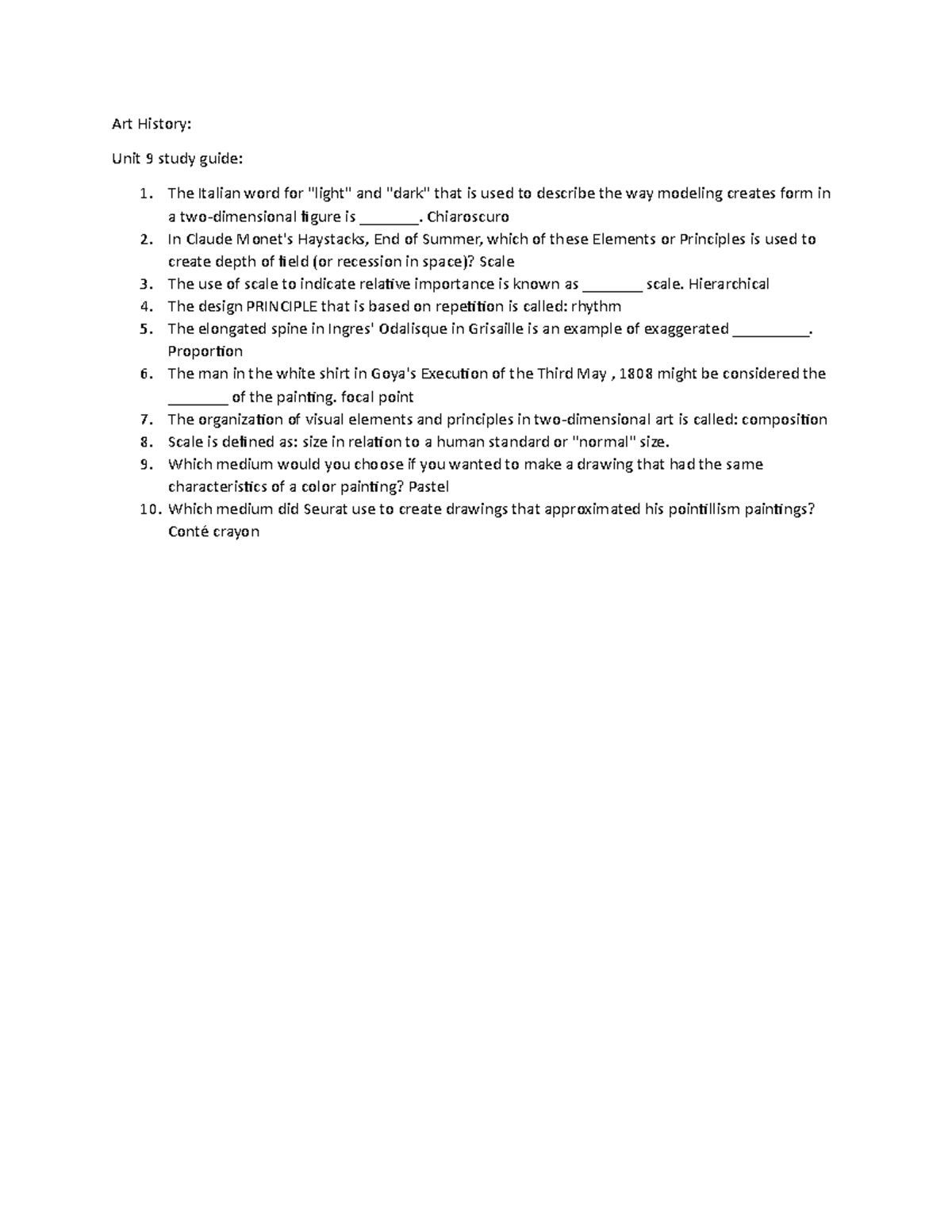 Art history unit 9 study guide - Art History: Unit 9 study guide: The ...