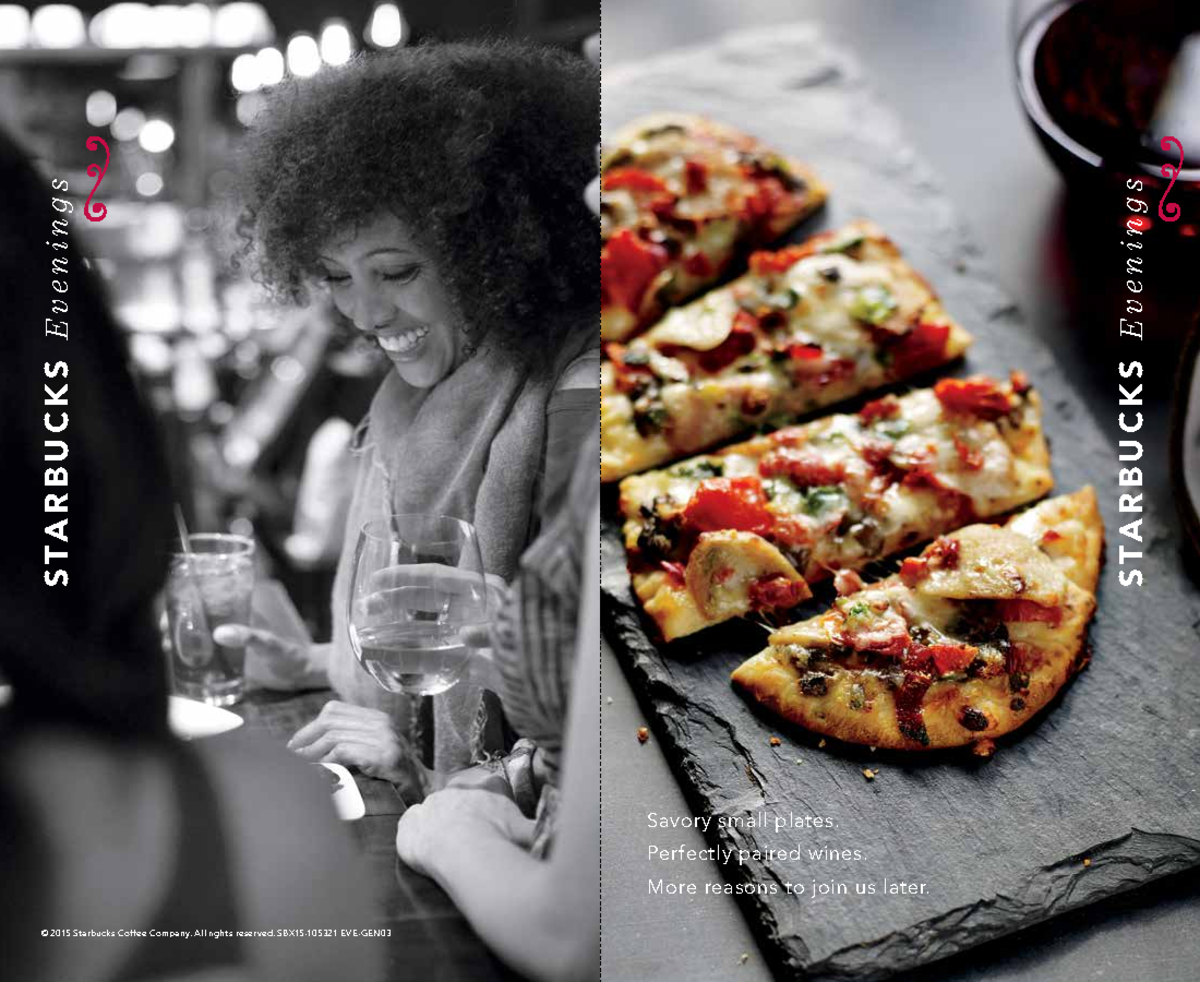 Starbucks Evenings Menu - S TA R B U C K S E v e n i n g s S TA R B U C ...
