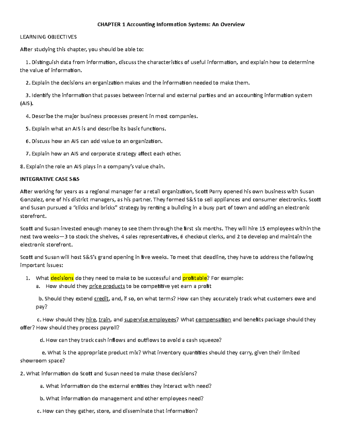 Text Notes Accounting Information Systems Ch 1 To 3 Chapter 1