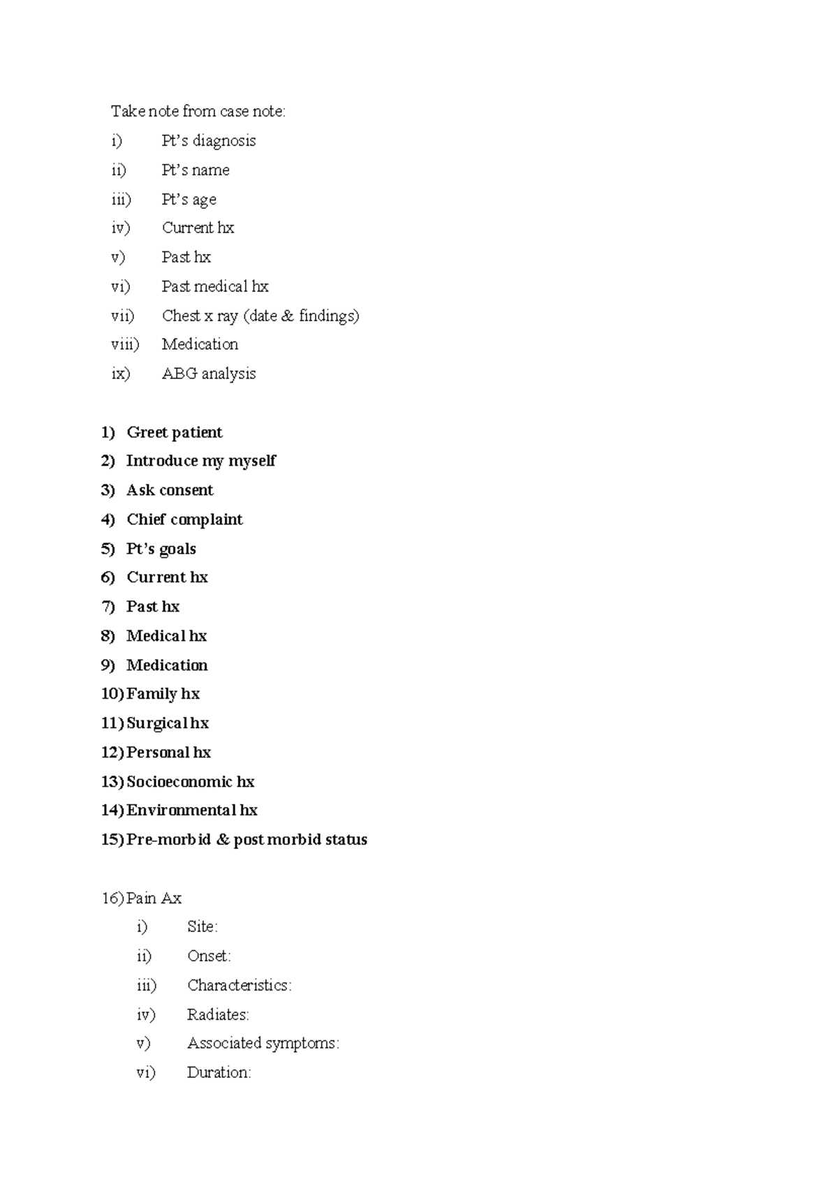 Ortho Ax Form - fneihf - Take note from case note: i) Pt’s diagnosis ii ...