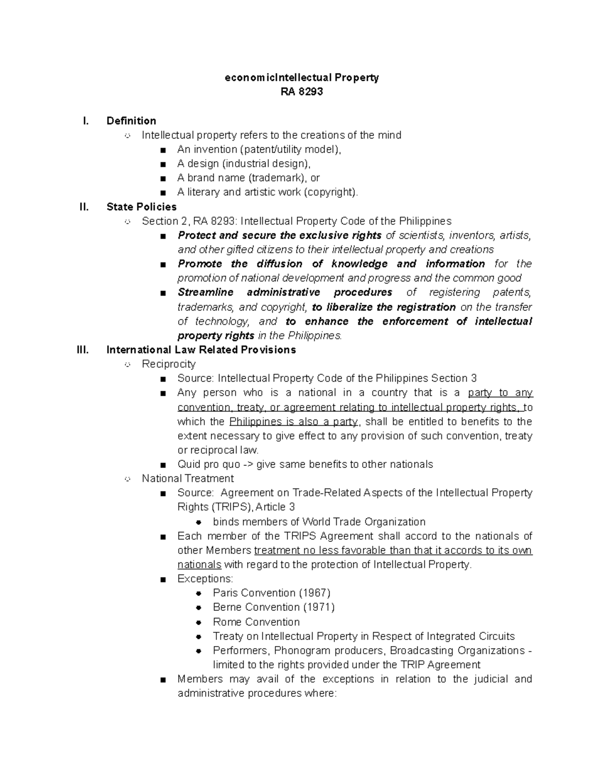 Reviewer for RA 8293: The Intellectual Property Code (IPC ...