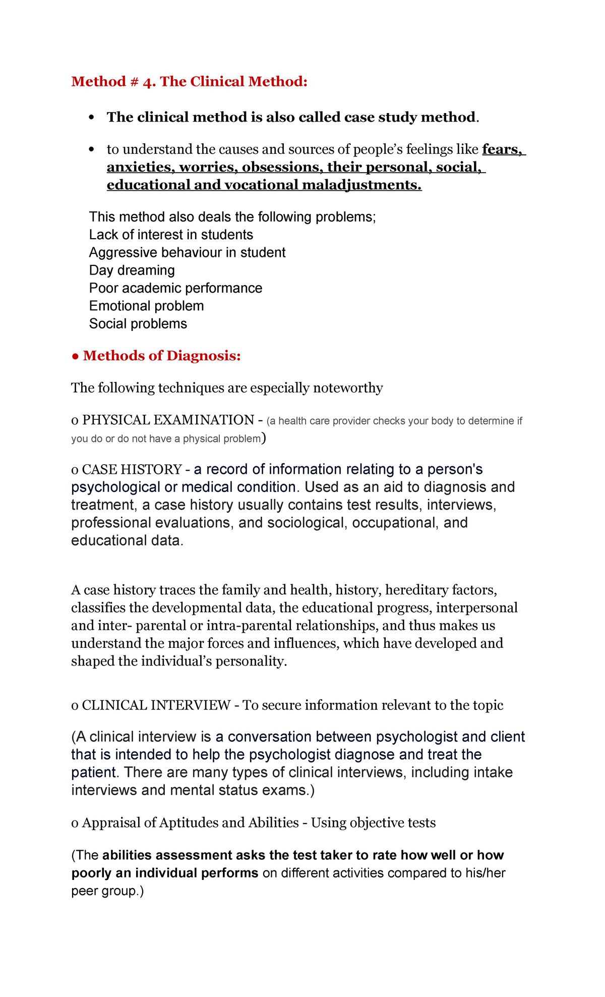 Methods OF Educational Psychology - Method # 4. The Clinical Method ...