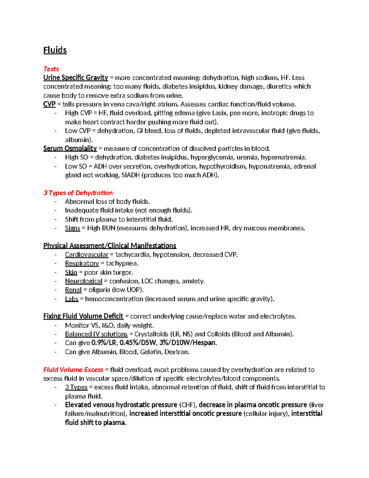 Med Surge 2 Study Guide - Fluids Tests Urine Specific Gravity = more ...