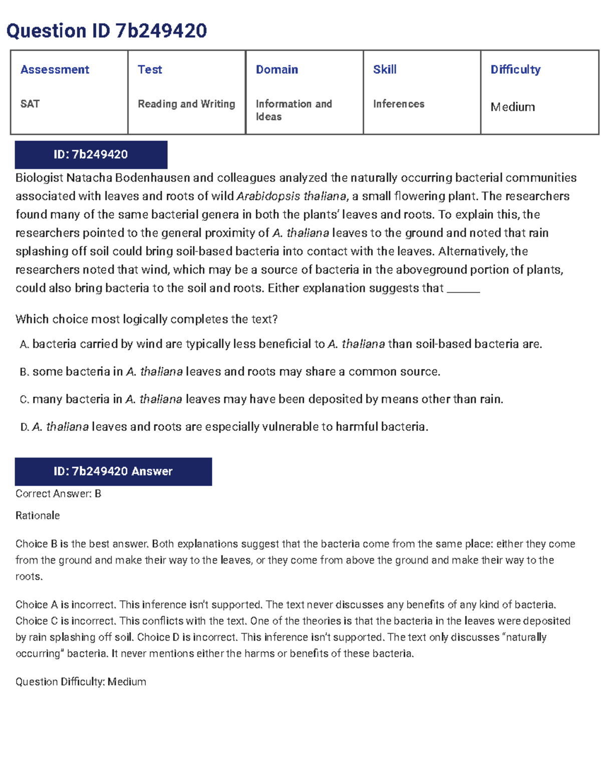 My Practice - Question Bank - Ans] - Question ID 7b ID: 7b Biologist ...