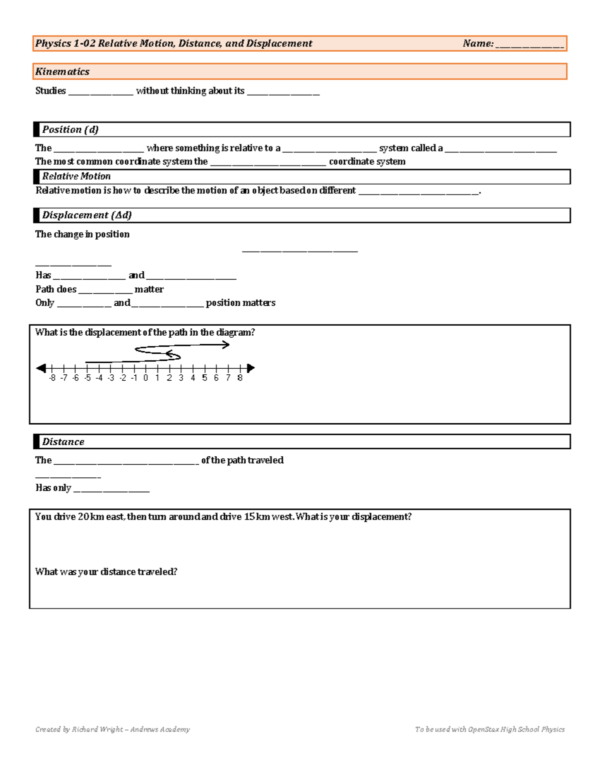 HSPhysics 01-02 Relative Motion, Distance, and Displacement - Physics 1 ...