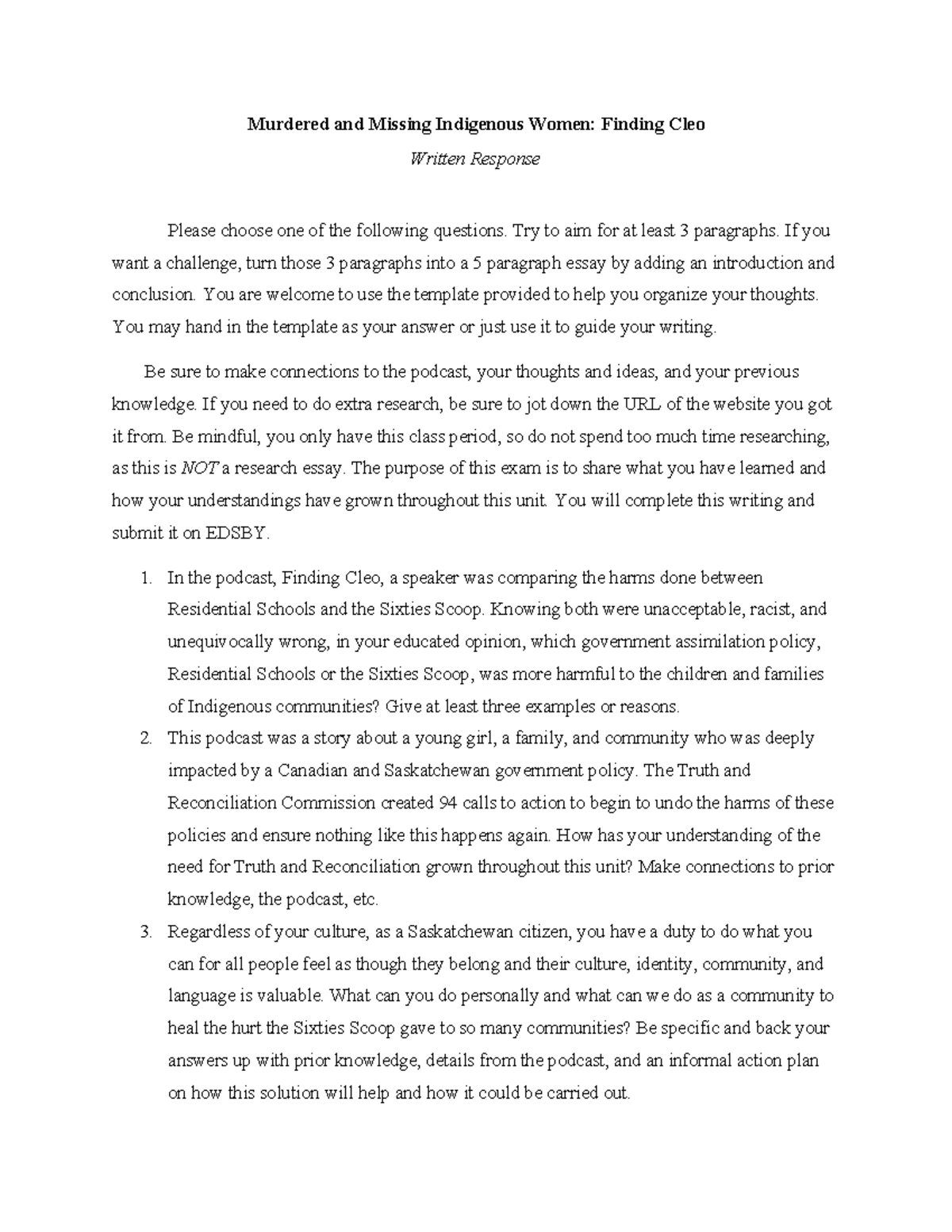 Finding Cleo In Class Essay - Murdered and Missing Indigenous Women ...