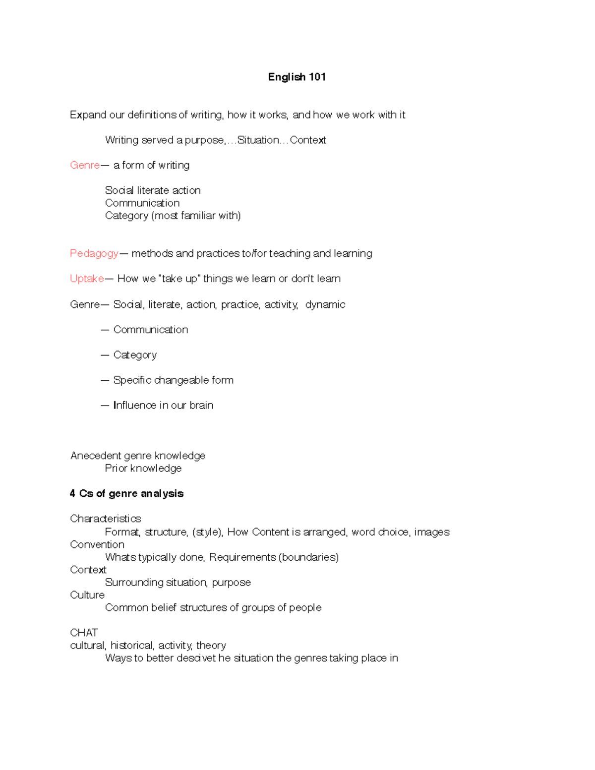 Enlgish 101 - Lecture notes 13 - English 101! ! ! Expand our ...