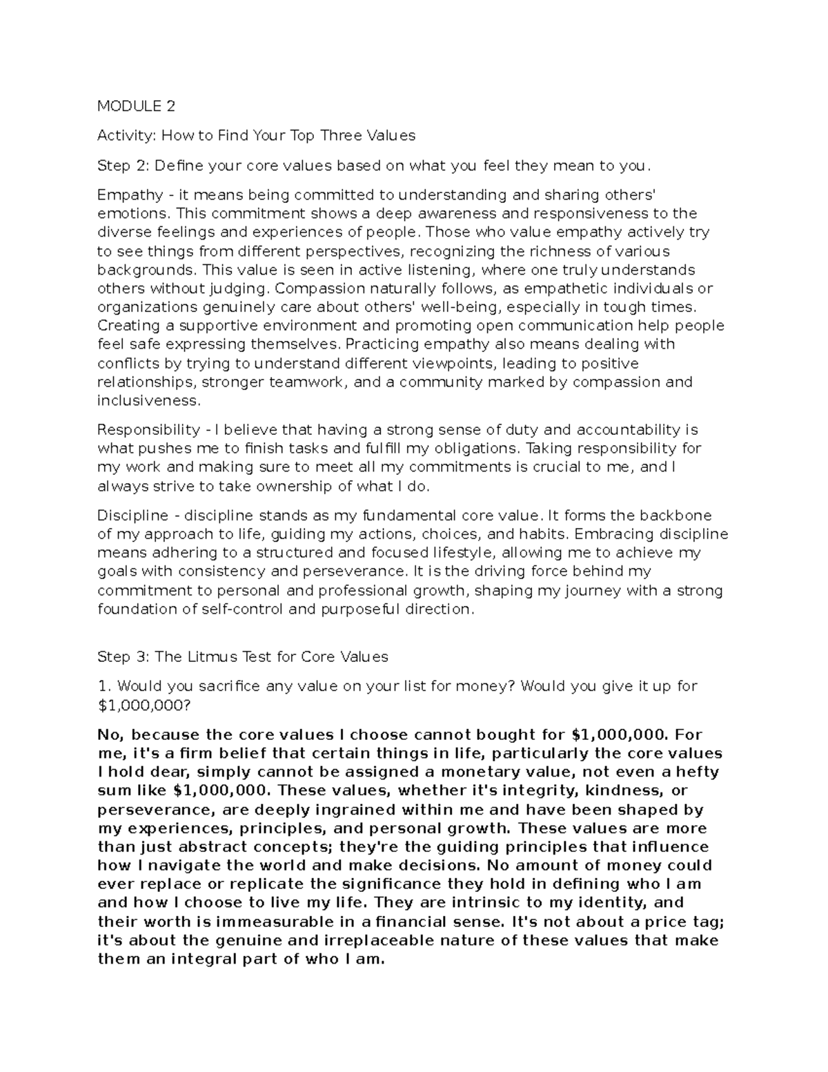 Module 2 - workbook - MODULE 2 Activity: How to Find Your Top Three ...