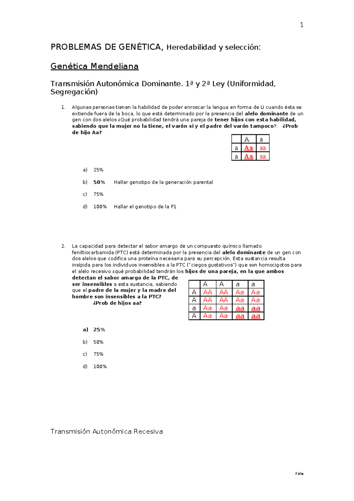 Problemas genética - PROBLEMAS DE GENÉTICA, Heredabilidad y selección ...