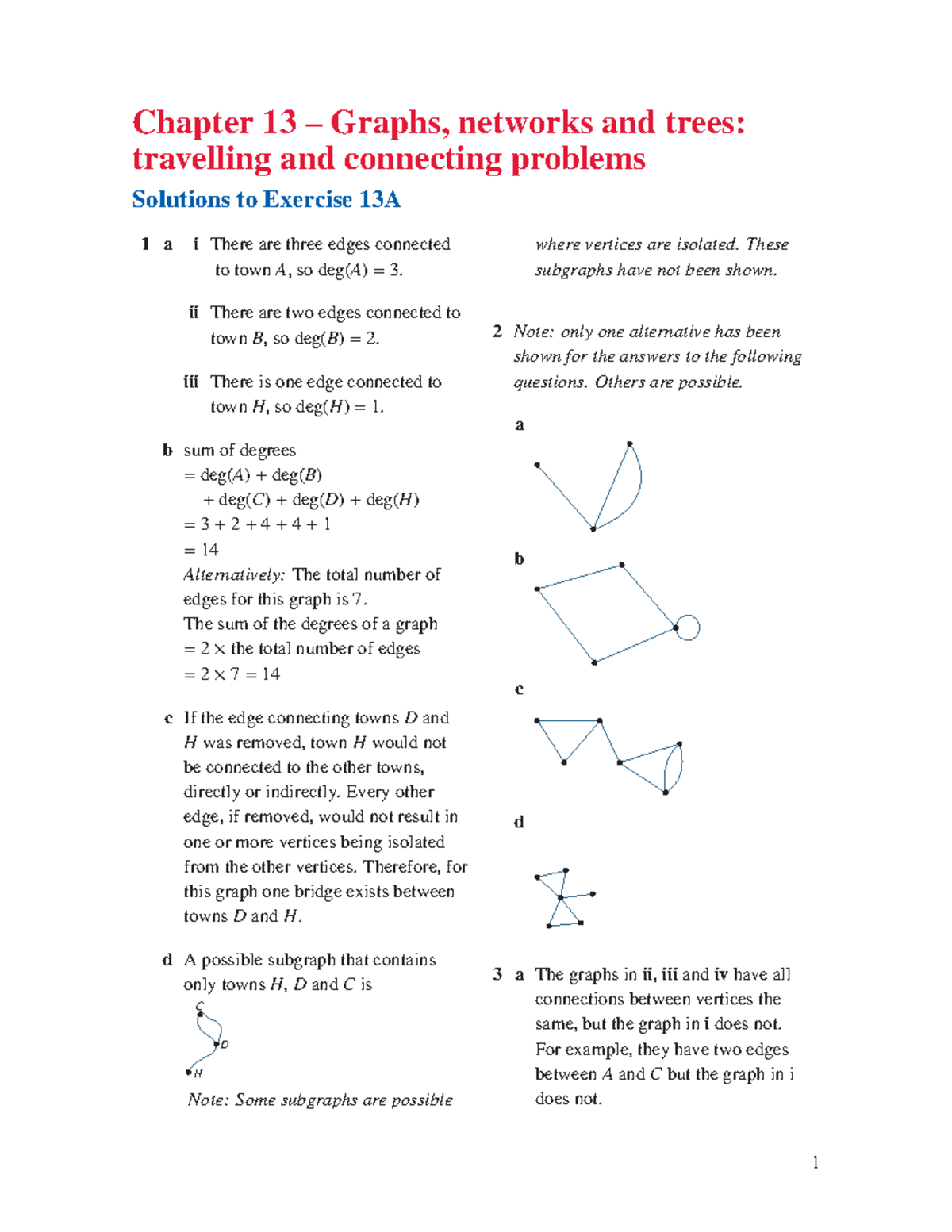 Chapter 13 worked solutions - Chapter 13 – Graphs, networks and trees ...