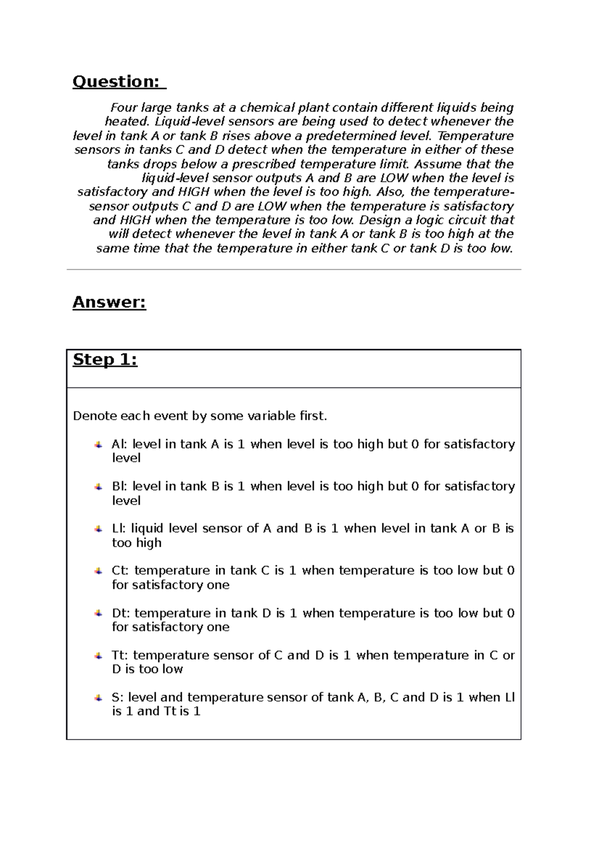 Question and Answer Four Large tanks at a Chemical plant - Question ...