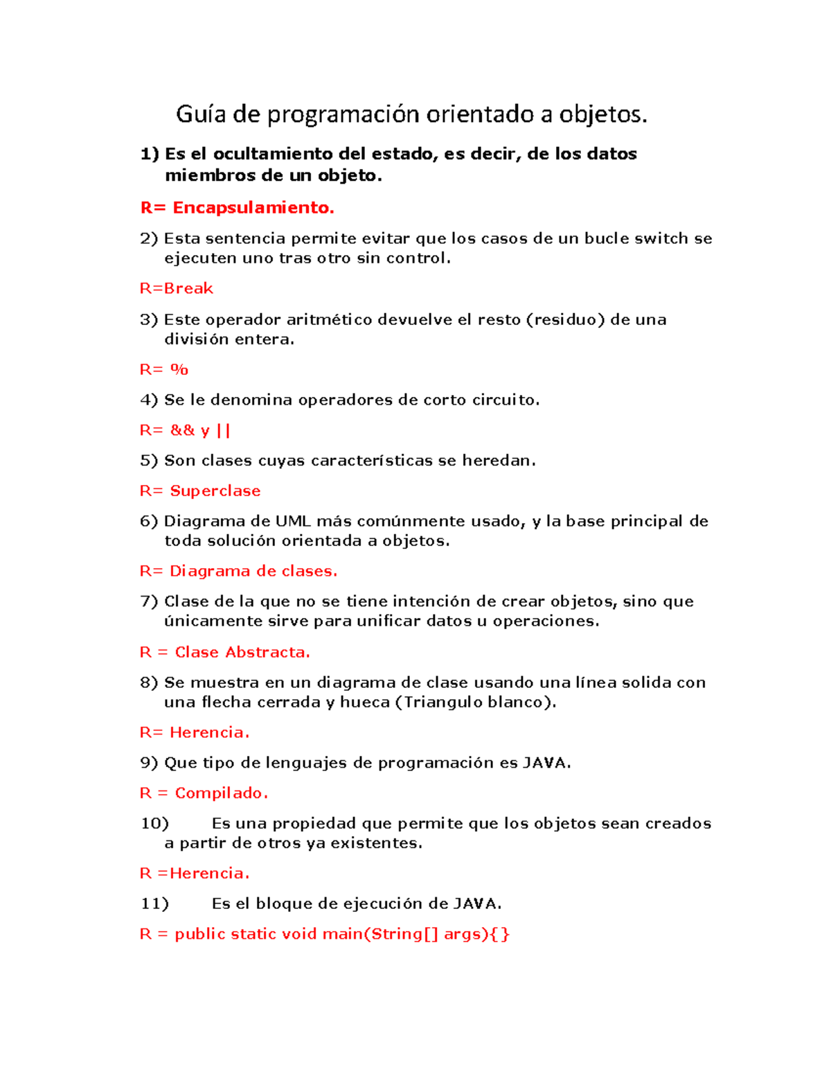 Guía de estudio Programación orientada a objetos - Guía de programación ...