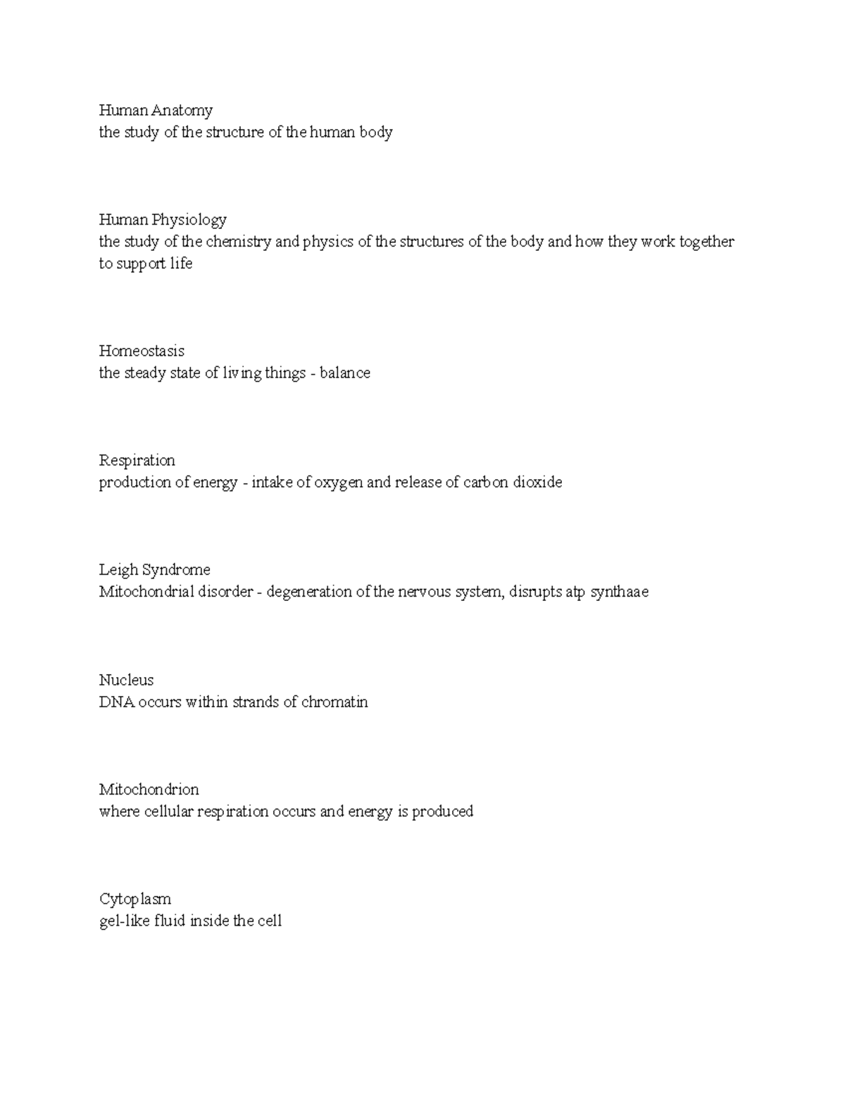 Lecture Notes - Human Anatomy the study of the structure of the human ...
