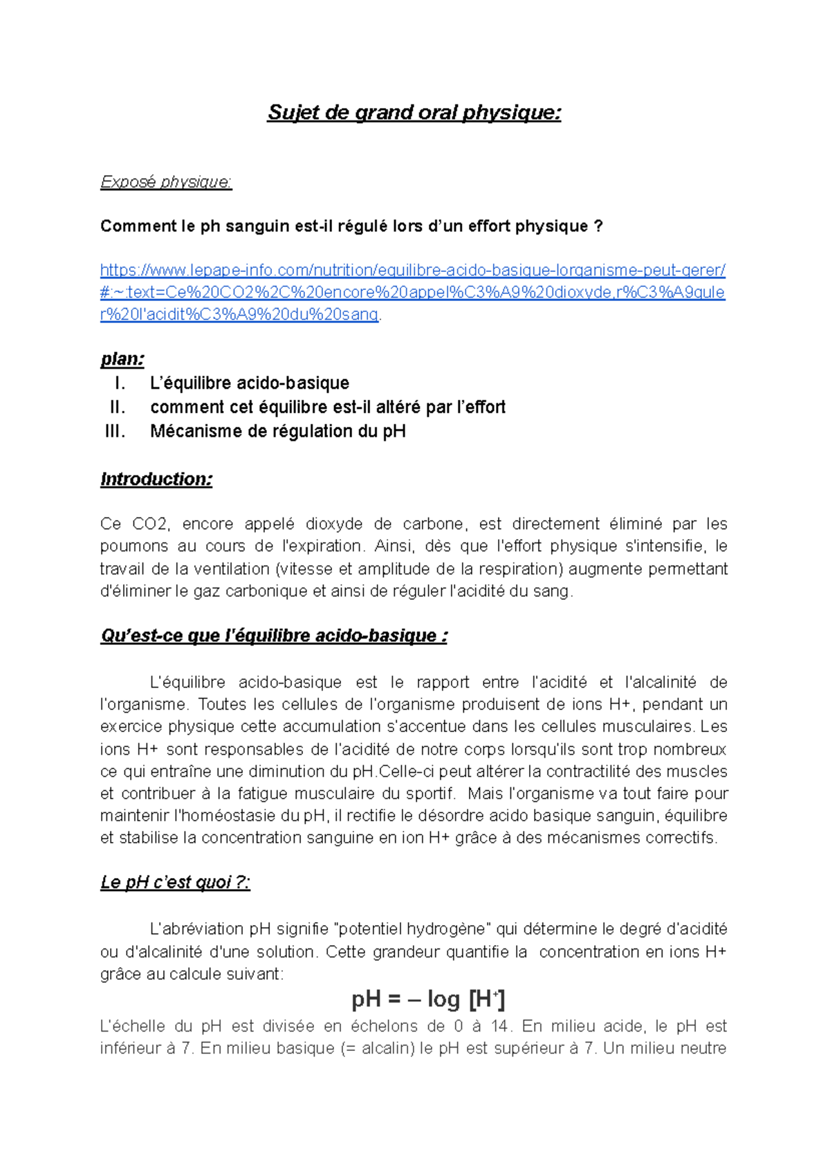 Grand oral physique - Sujet de grand oral physique: Exposé physique ...