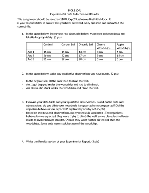 BIOL 1108L Autotrophs in a Lake Ecosystem - BIOL 1108L Autotrophs in a ...
