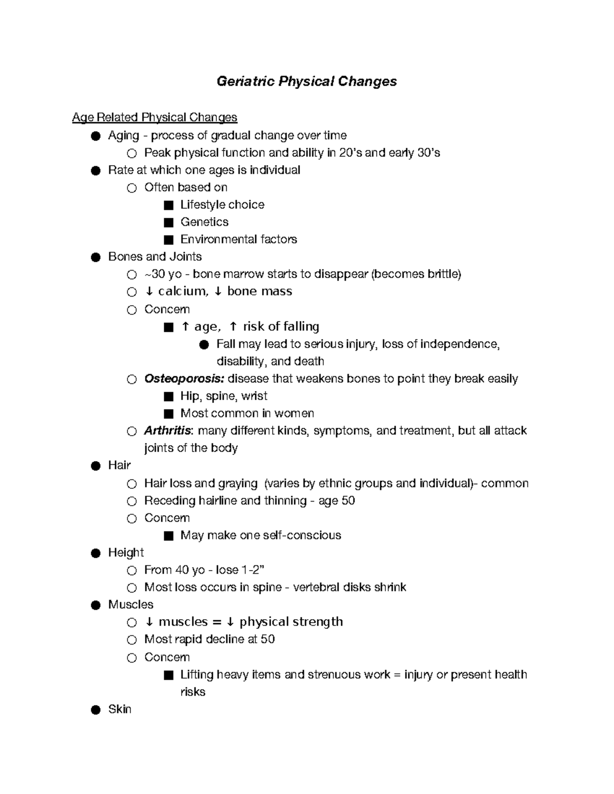 Aging Physical Changes - Geriatric Physical Changes Age Related ...