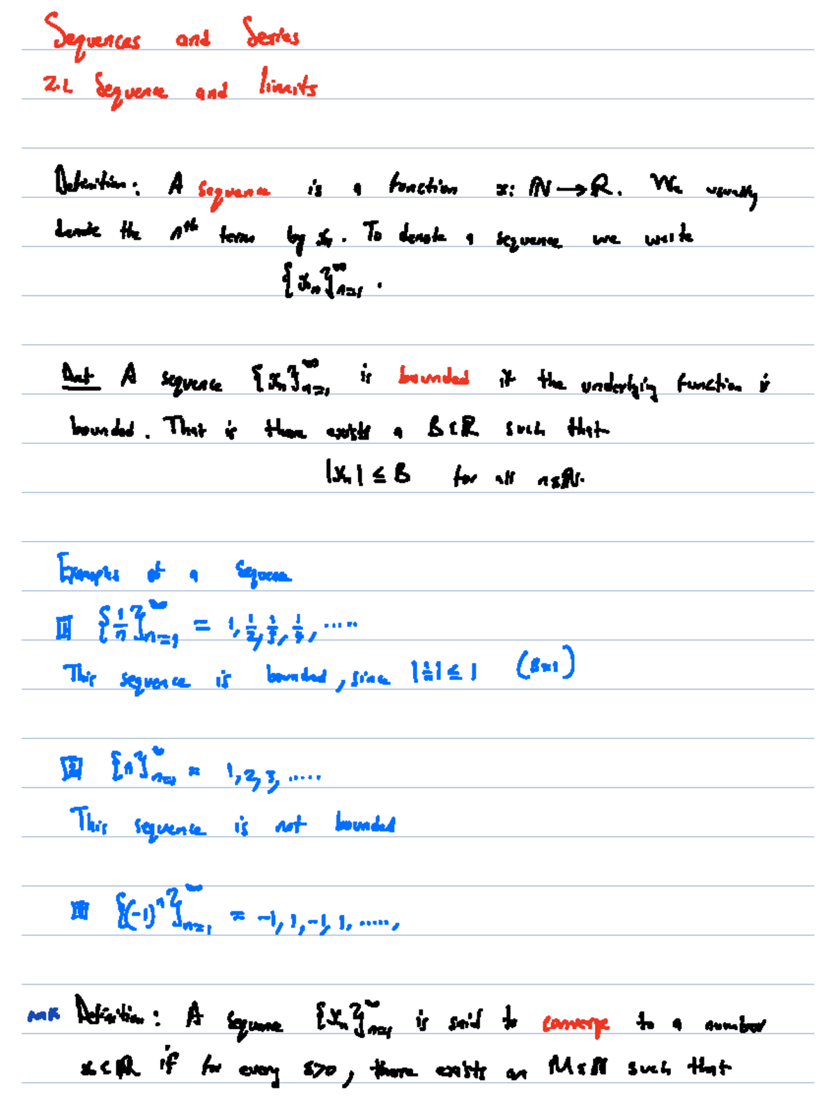 Sequences Part 1 - lecture notes - Sequences and Series 2 1 Sequence ...