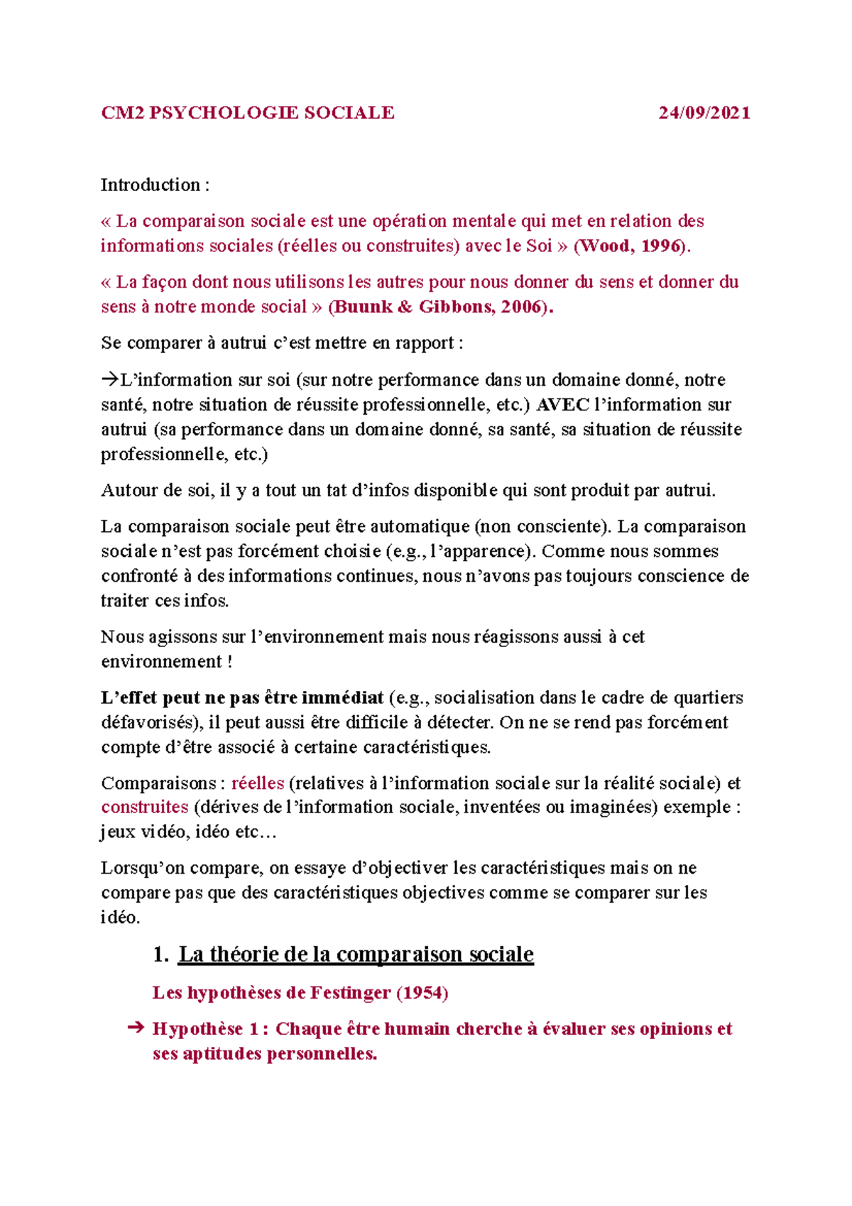 CM2 Comparaison sociale psychologie sociale - Psychologie Sociale - AMU ...