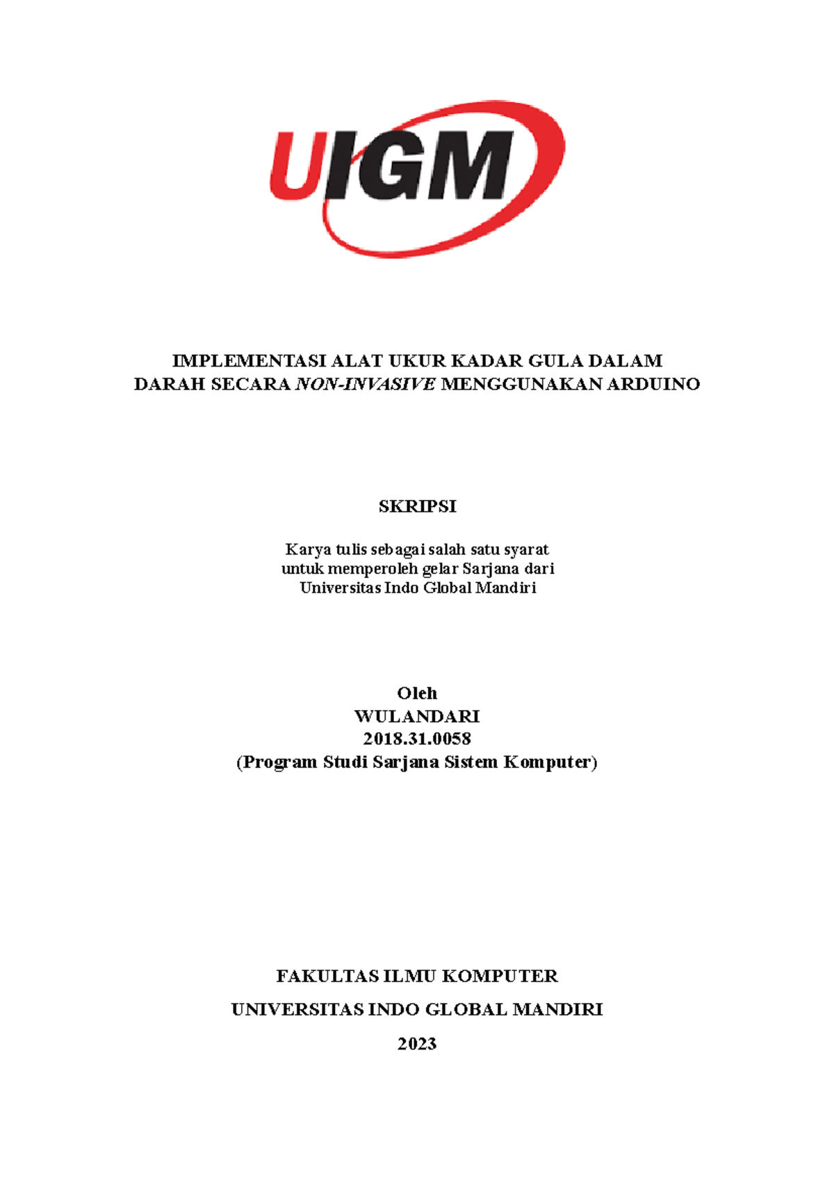 Afabea CS 1x Skripsi Wulandari UIGM - IMPLEMENTASI ALAT UKUR KADAR GULA ...