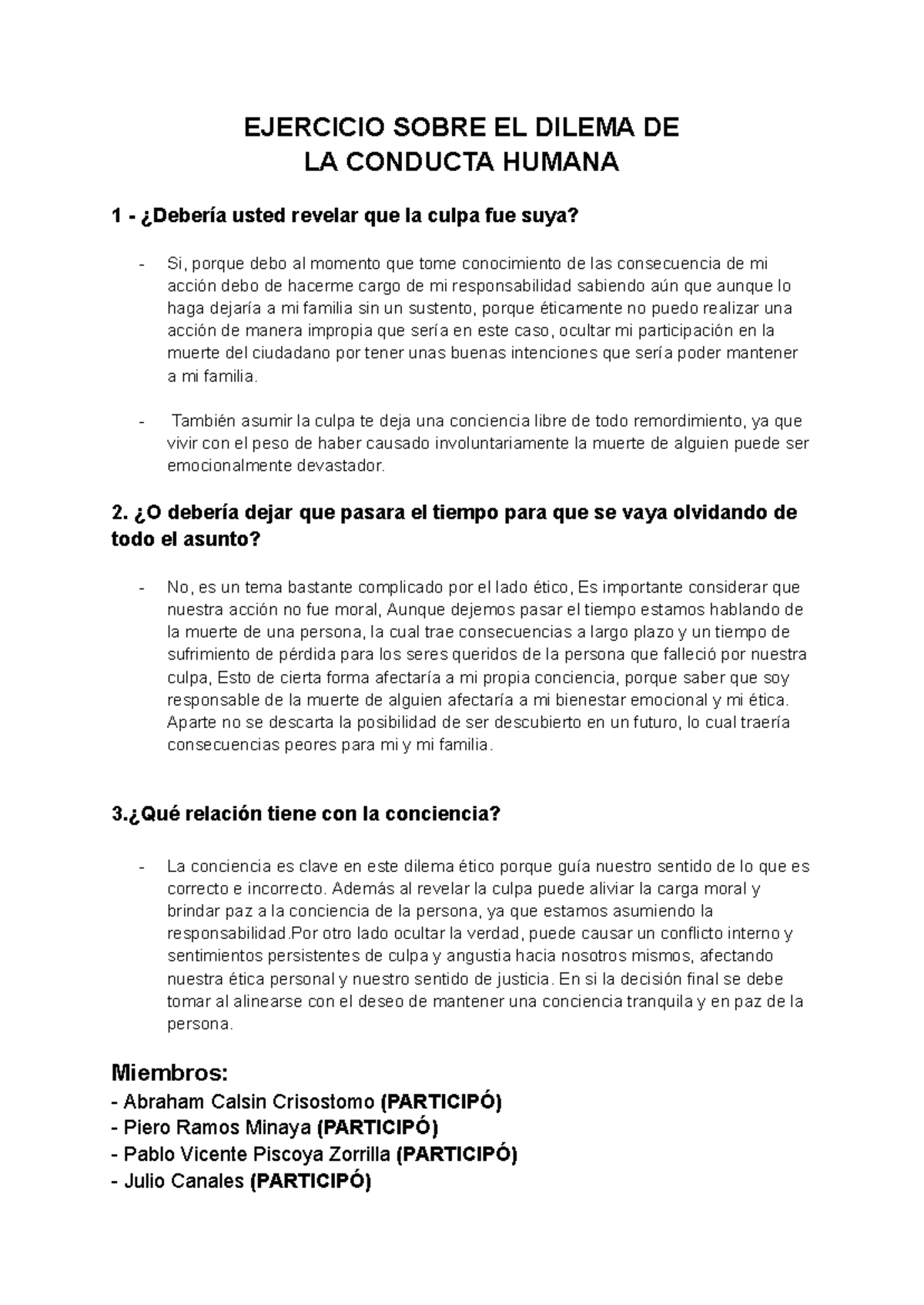 Ética y Ciudadanía - dadaw - EJERCICIO SOBRE EL DILEMA DE LA CONDUCTA ...