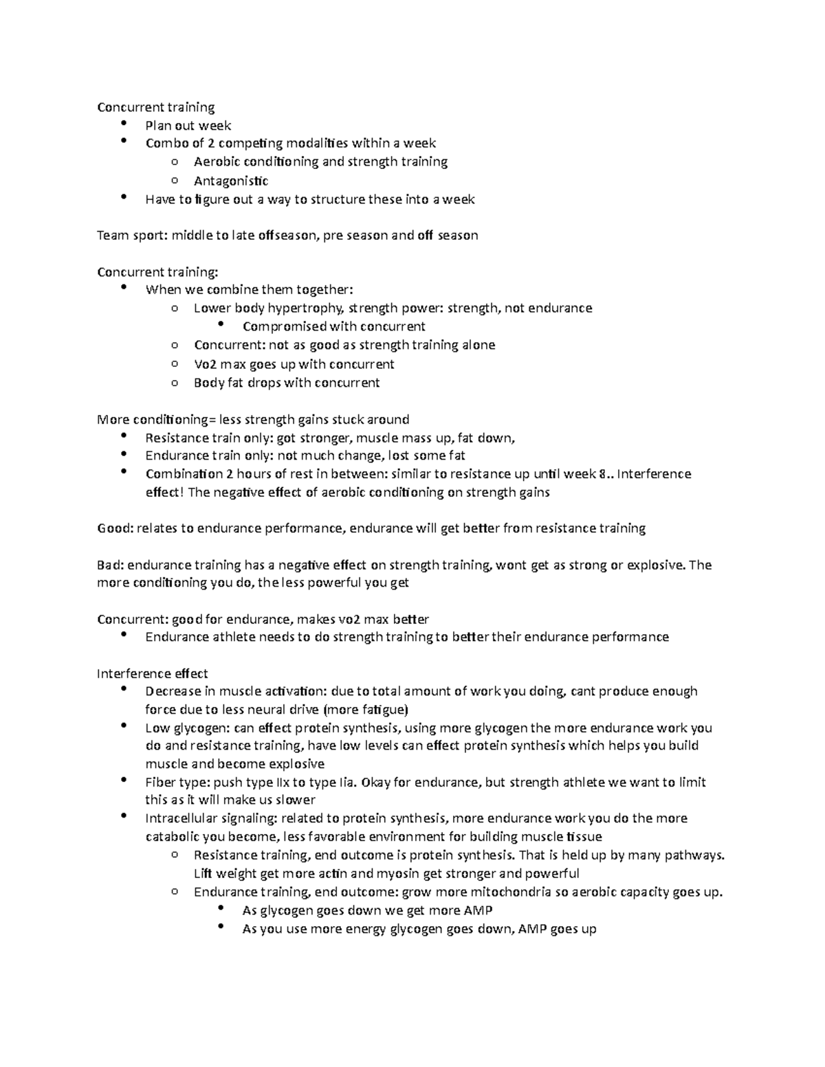 Concurrent training - dr taber notes - Concurrent training Plan out ...