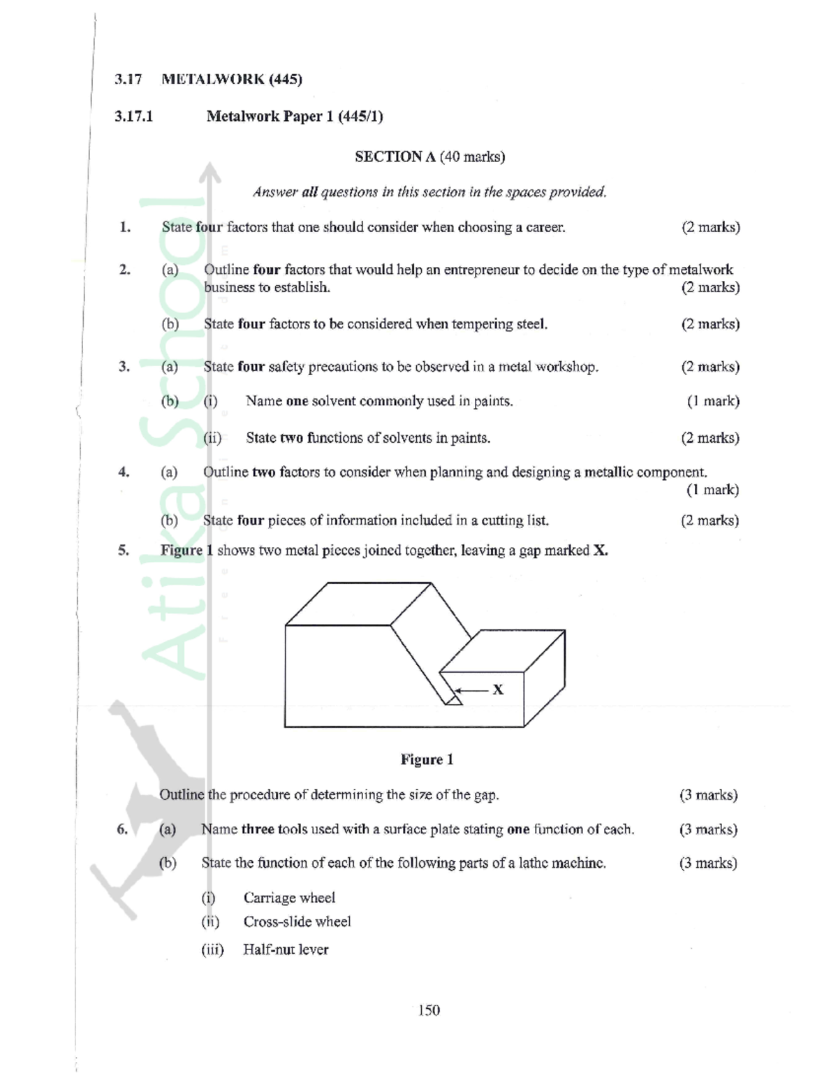 2018-kcse past papers 2018 - metalworks pp1 - Mechanical engineering ...