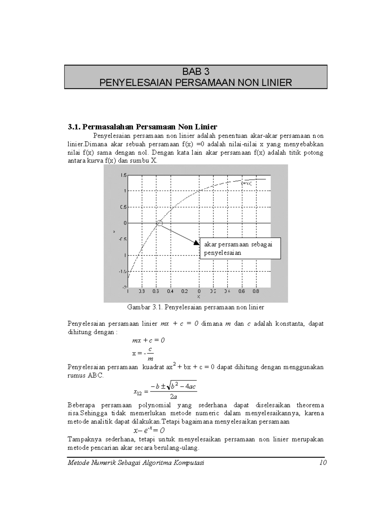 Bab3tm - Mesin - BAB 3 PENYELESAIAN PERSAMAAN NON LINIER 3 ...