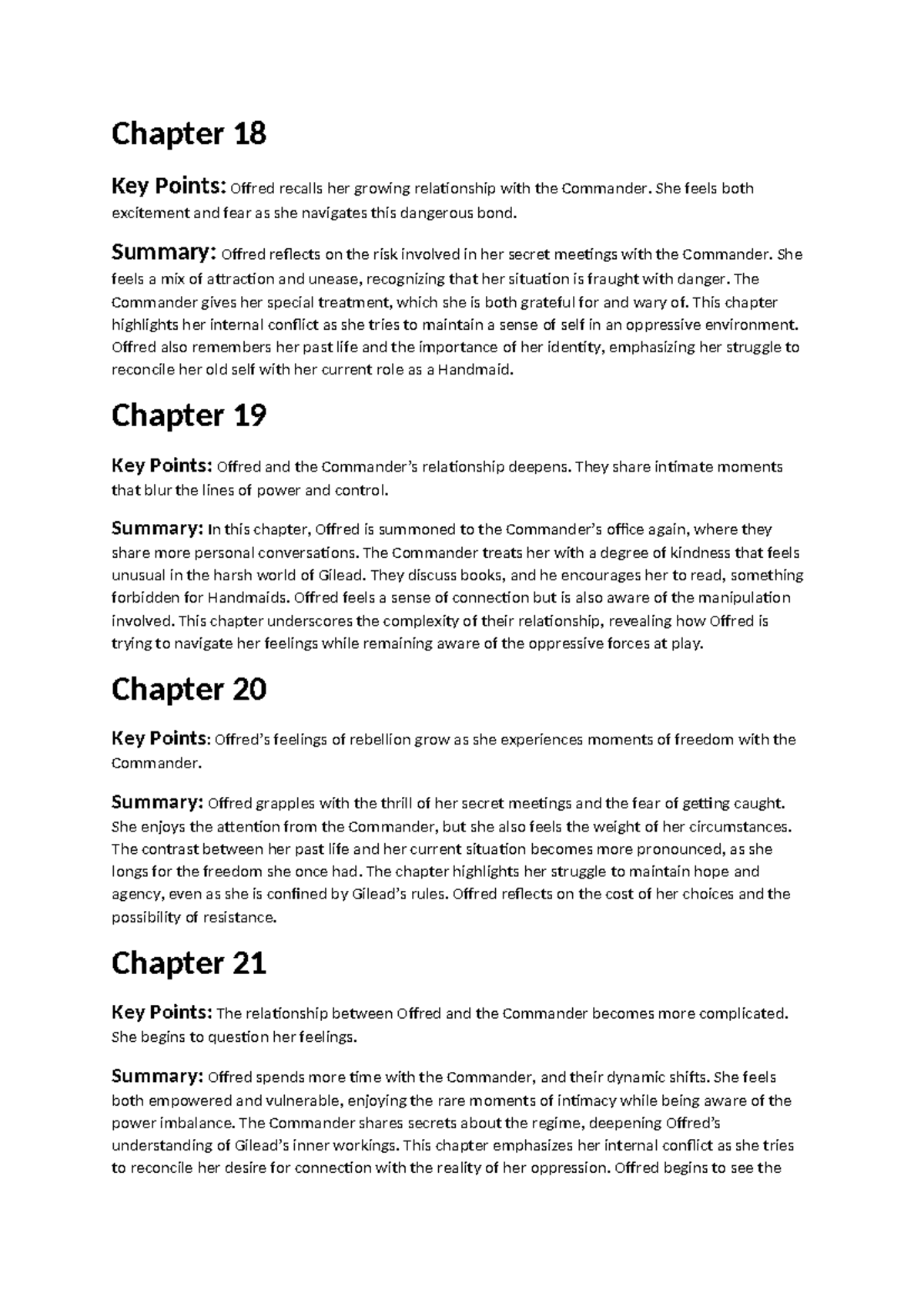 Chapter 18 handmaids tale - Chapter 18 Key Points: Offred recalls her ...