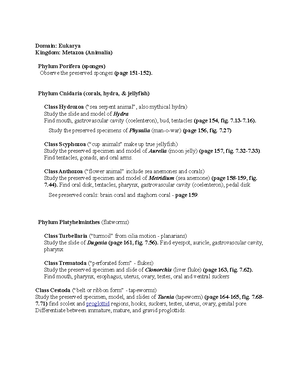 Lab 5 part 2 - BIO L101 - Phylum Chordata Clade Vertebrata Superclass ...
