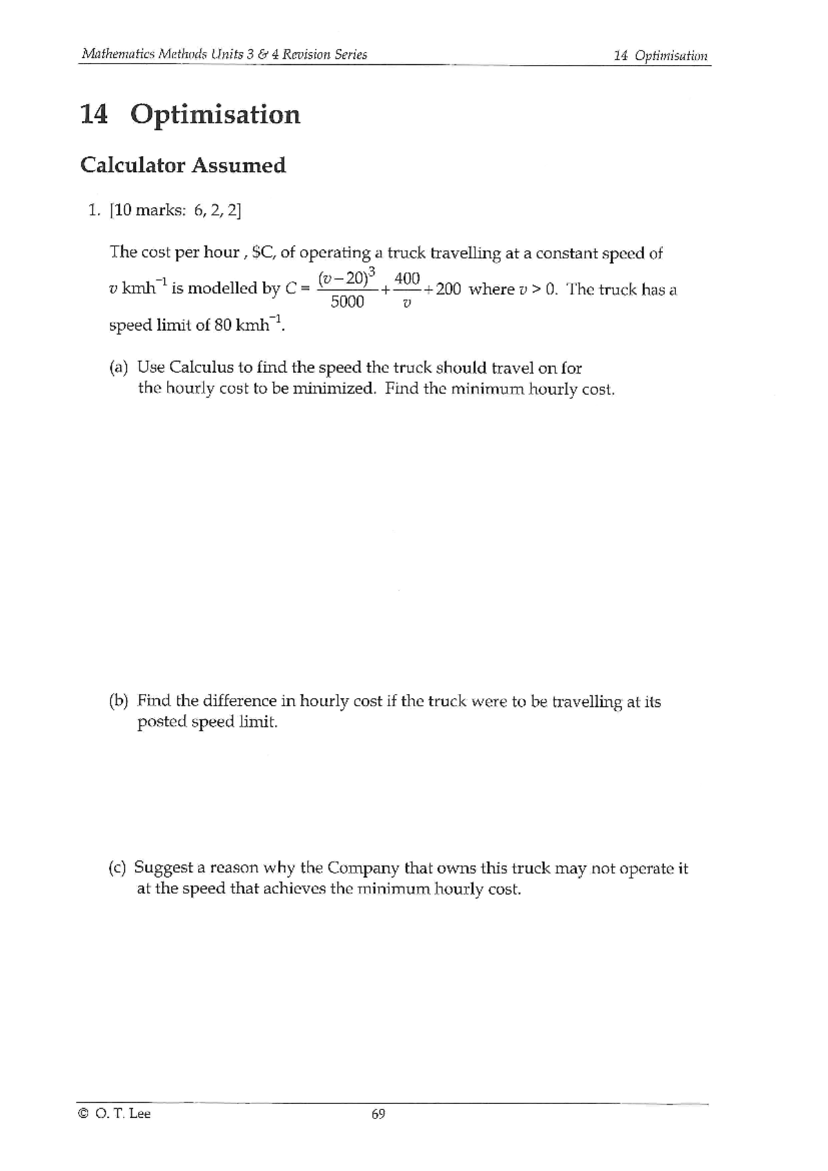 14. Optimisation - notes - Mathematics Methods Units 3 4 Revision ...