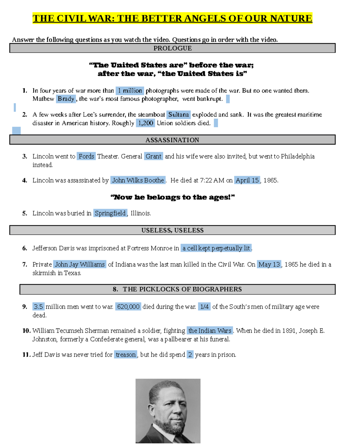 Q. Civil War The Cause Video Guide - THE CIVIL WAR: THE BETTER ANGELS ...