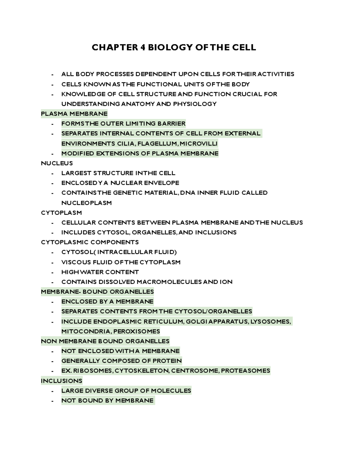 Chapter 4 Biology OF THE CELL BIOLOGY 277 HUMAN ANATOMY - CHAPTER 4 BIOLOGY OF THE CELL - ALL ...