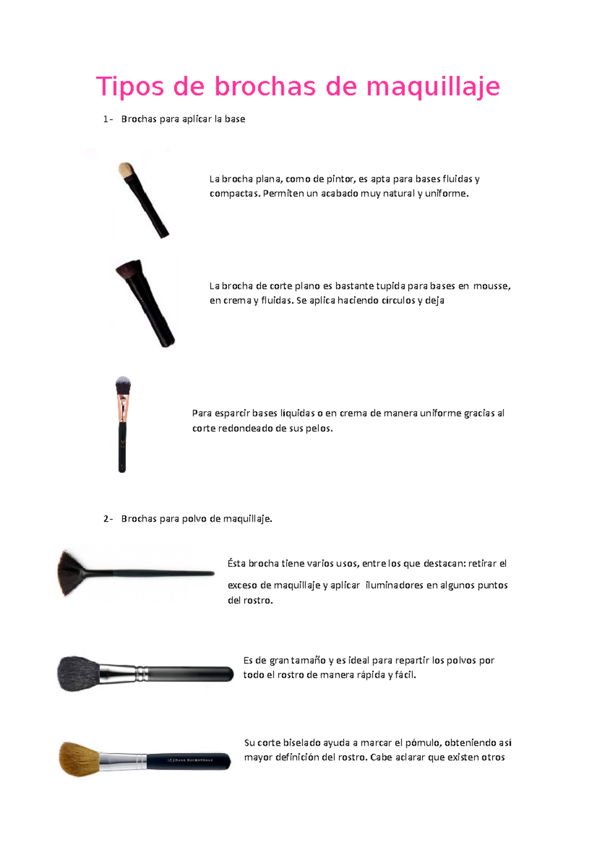 Tipos de brochas de maquillaje - Permiten un acabado muy natural y ...